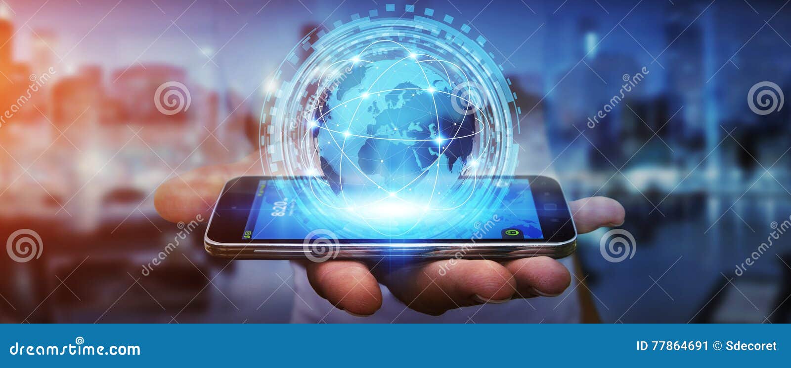 Businessman Using Digital Tactile World Interface Stock Illustration ...