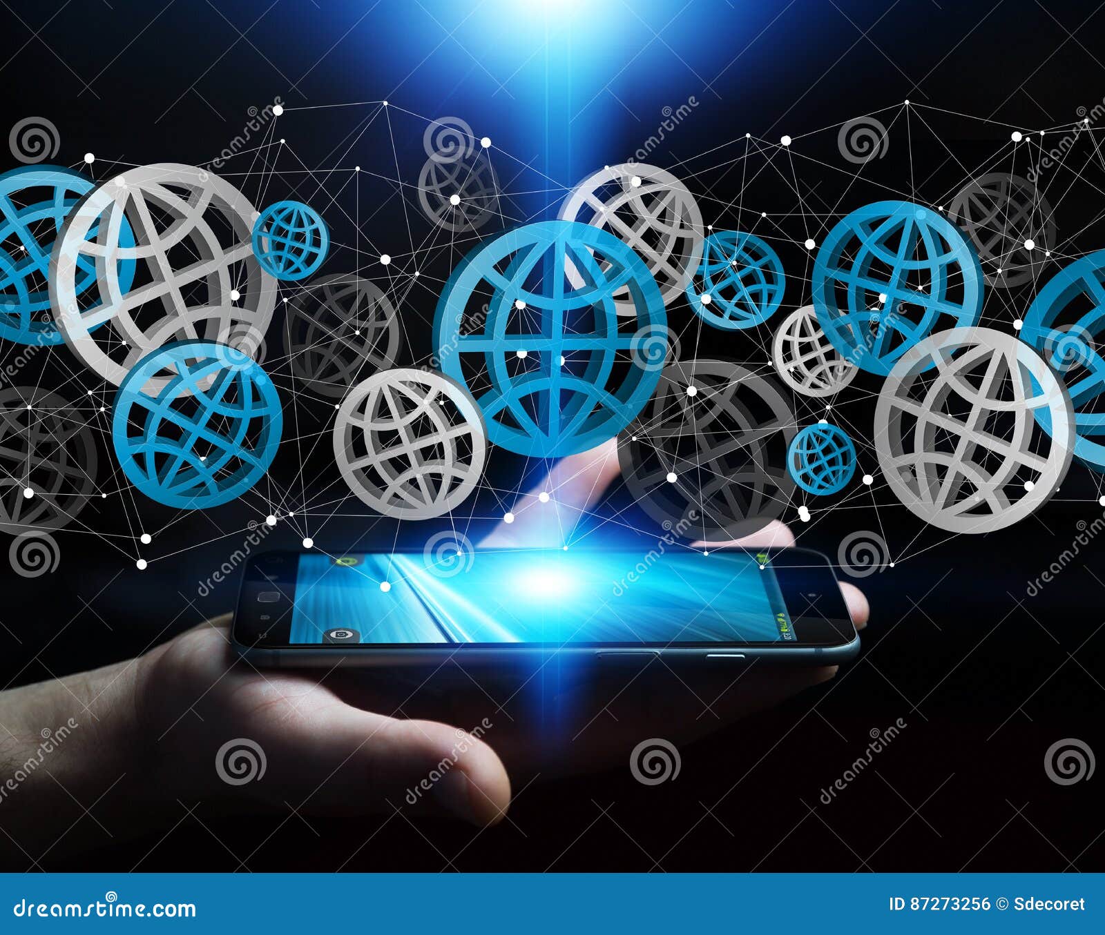 Businessman Using Digital Web Icons 3D Rendering Stock Illustration ...