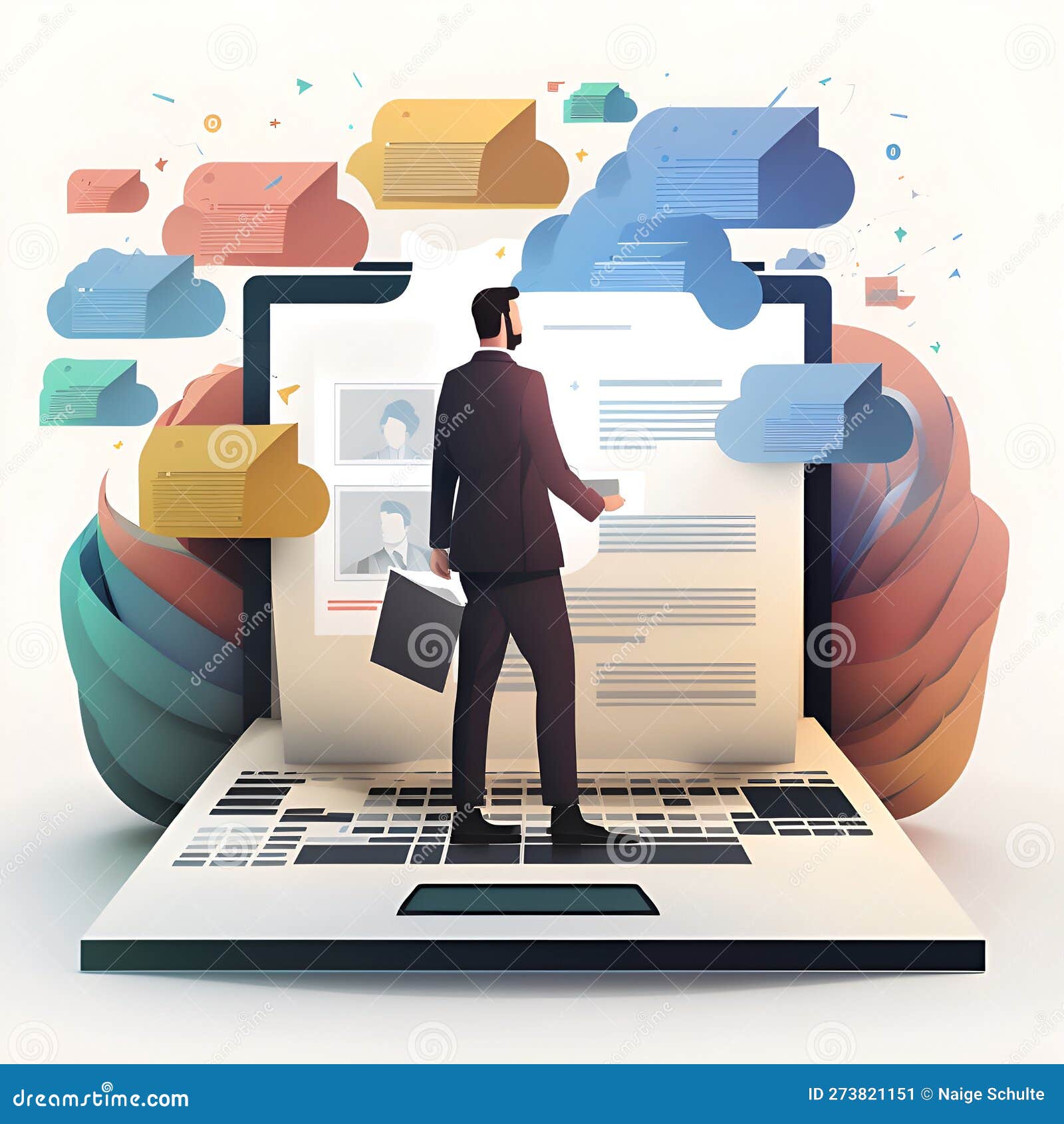 A Businessman is Using a Document Management System (DMS) To Process ...