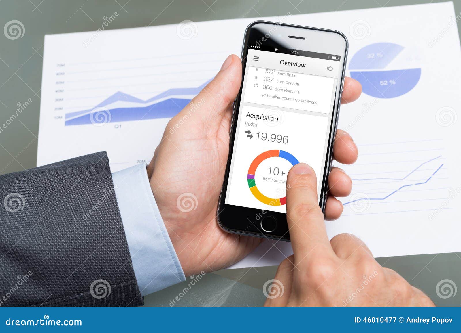 Businessman Using Google Analytics on Apple IPhone 6 Editorial ...