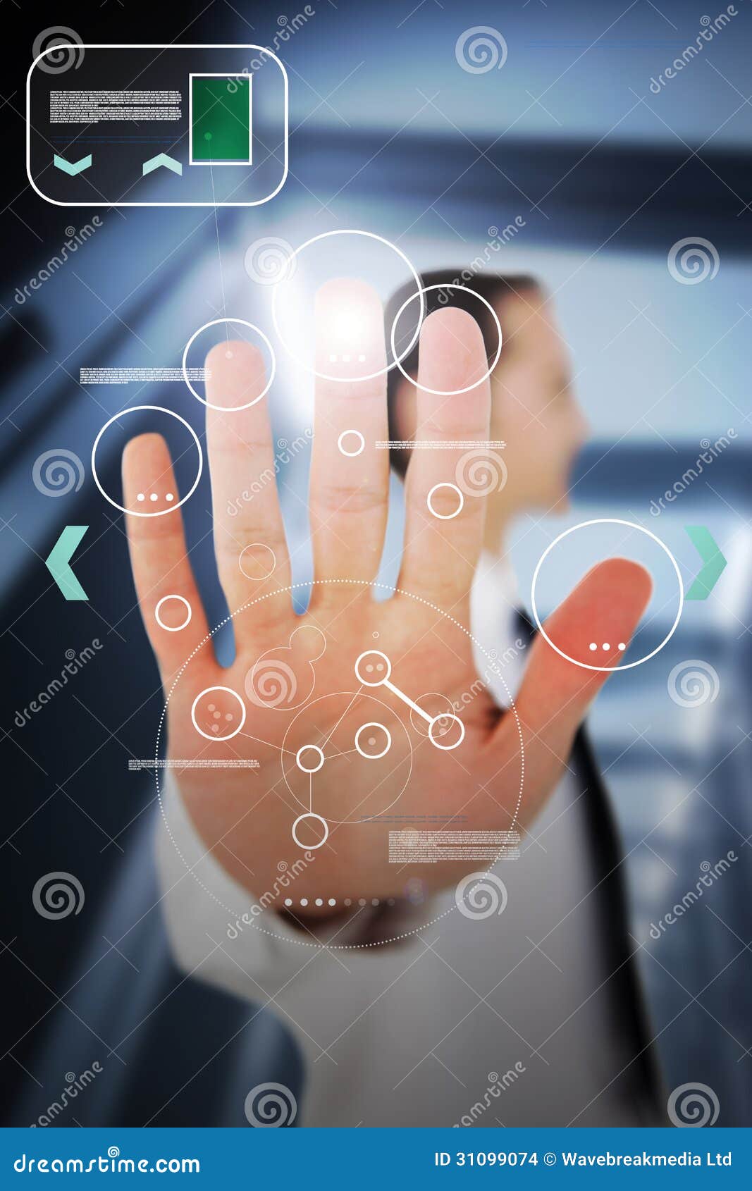 Businessman Using His Hand for a Entry Authorization Stock Photo ...