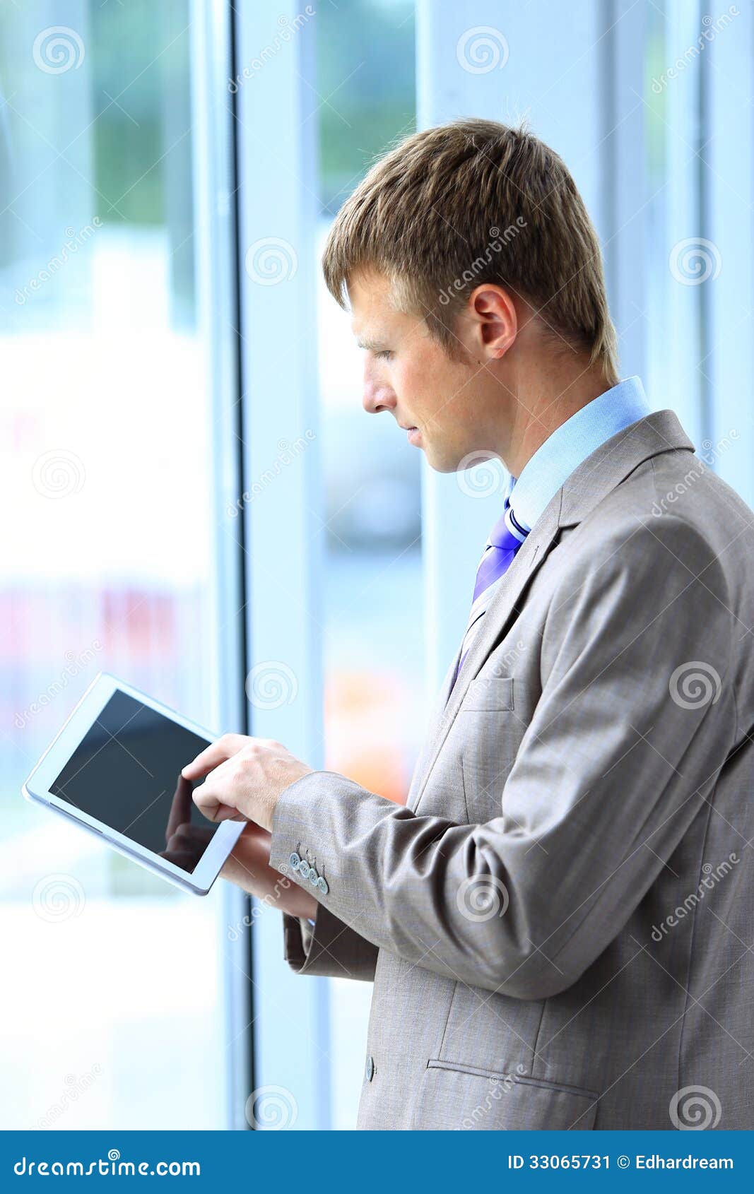 Businessman Using His Tablet Stock Image - Image of computer, company ...