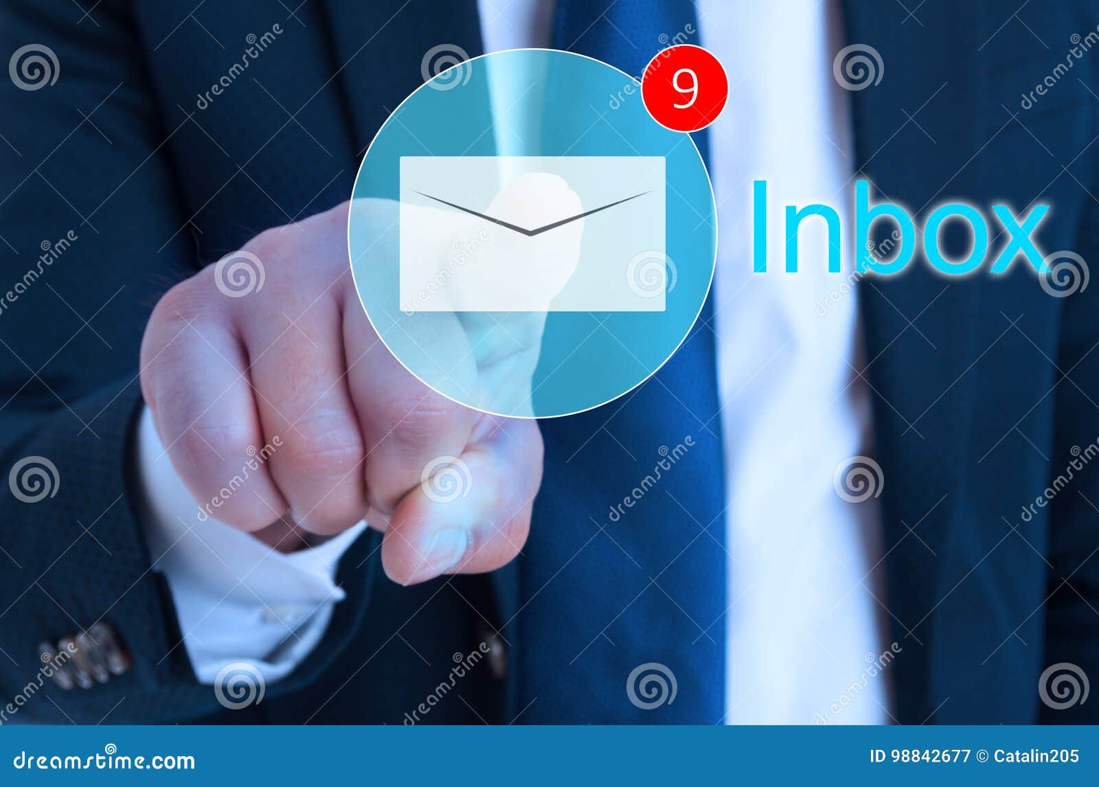 Businessman Using Interface To Receive Message Notification Stock Image ...
