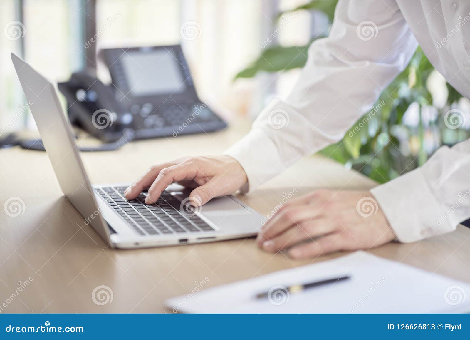 Businessman Hands Typing on Laptop Computer in Office Stock Image ...