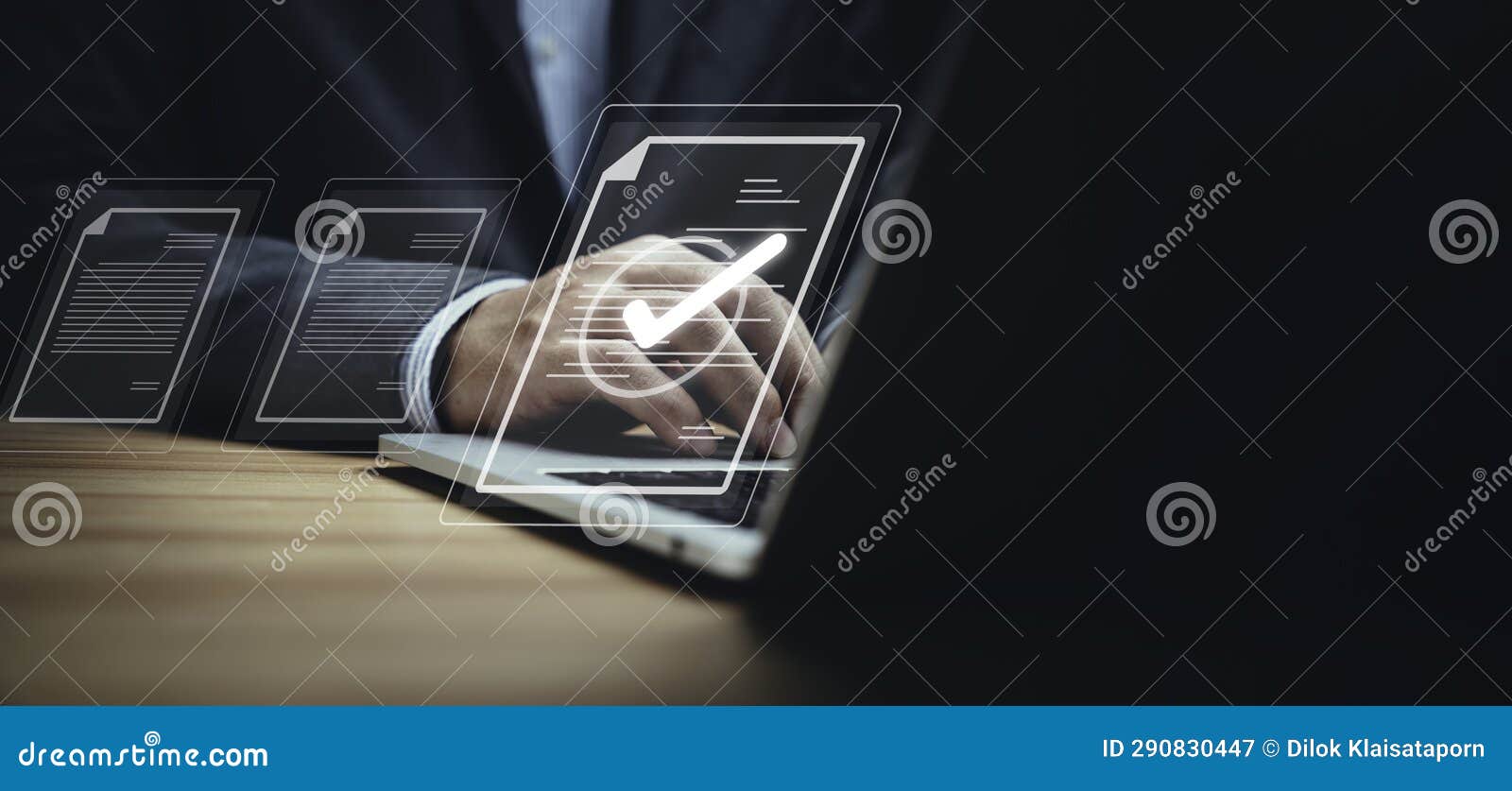 Businessman Using Laptop Computer and Touching To Online Electronic ...