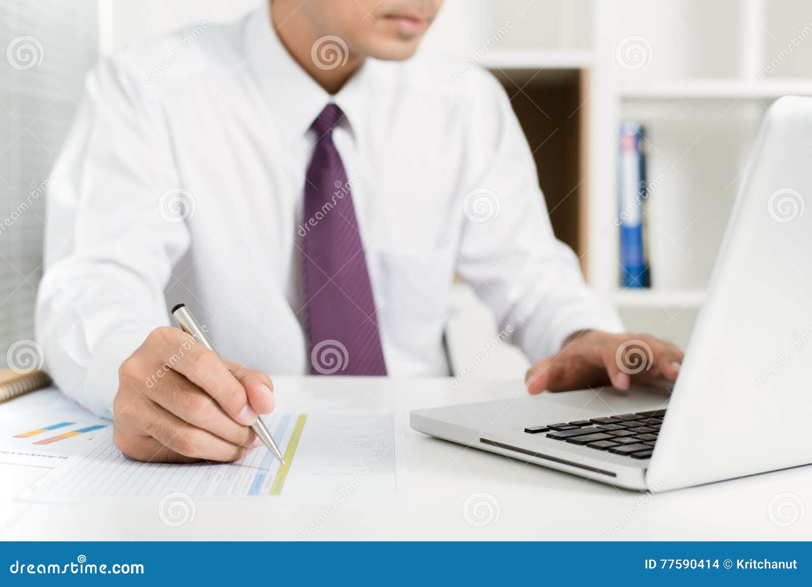 Businessman Using Laptop Computer for Work Stock Photo - Image of ...