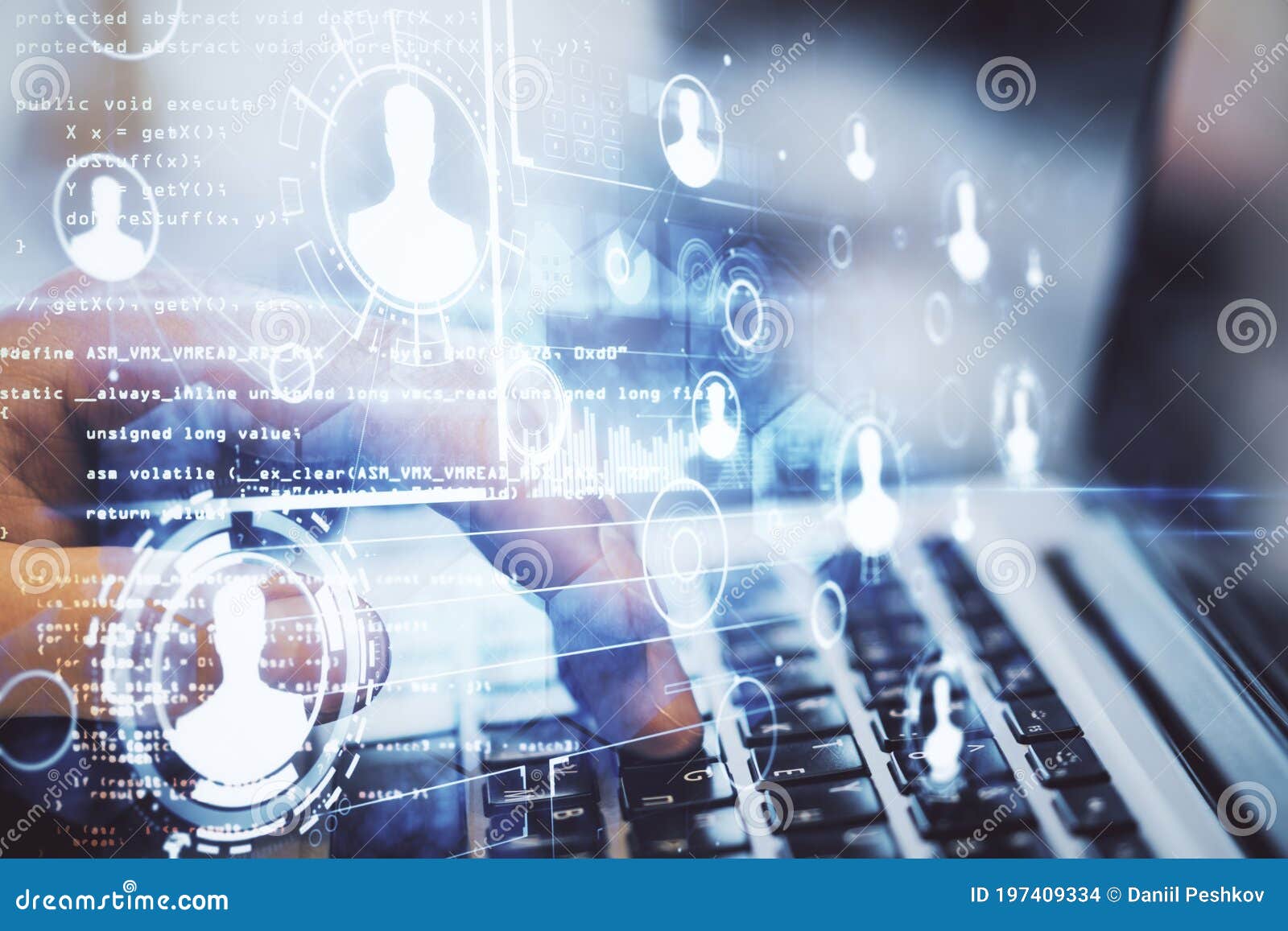 Businessman Using Laptop on Desktop with Human Resources Interface ...