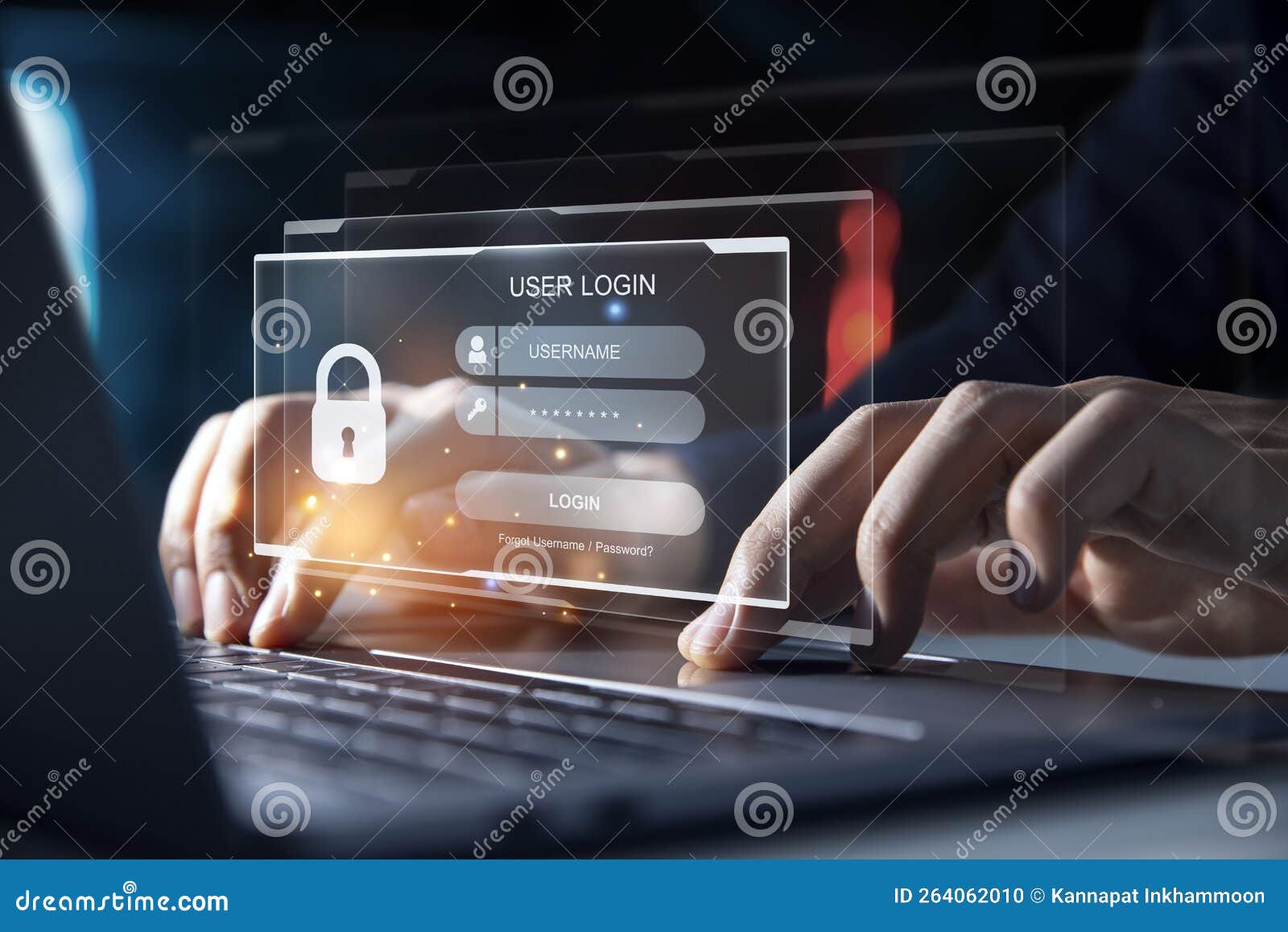 Businessman Using Laptop with Login Screen Stock Photo - Image of ...