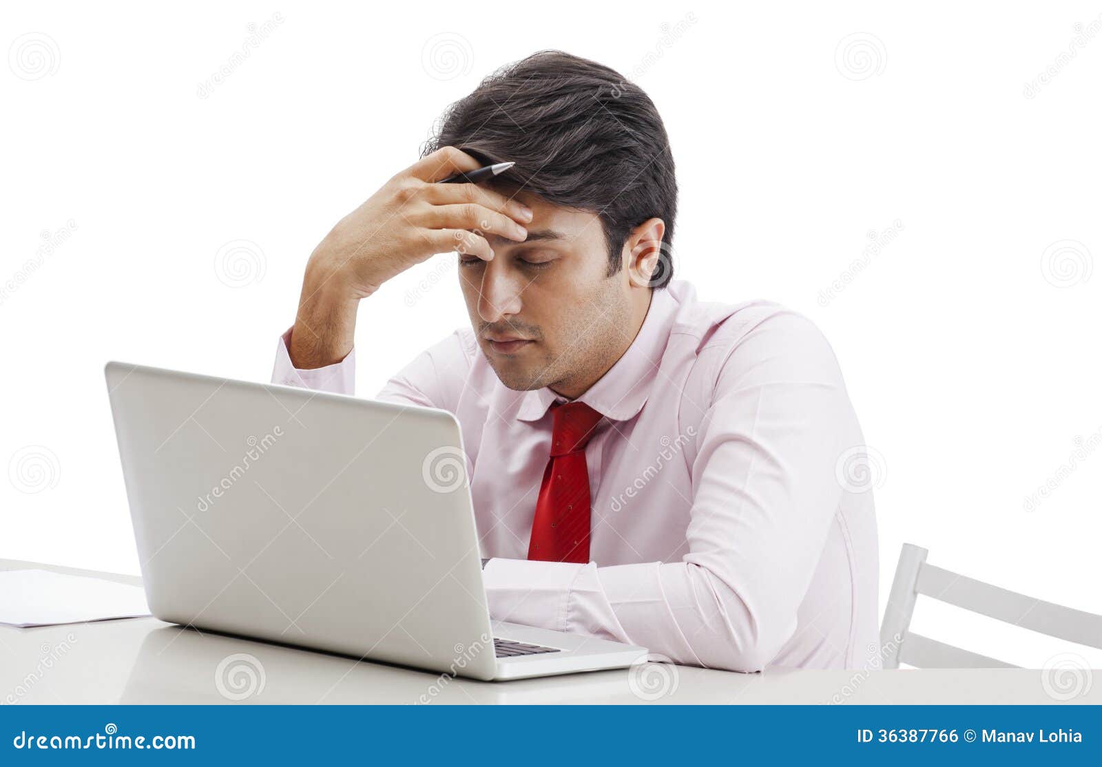 Businessman Using Laptop and Looking Sad Stock Photo - Image of ...