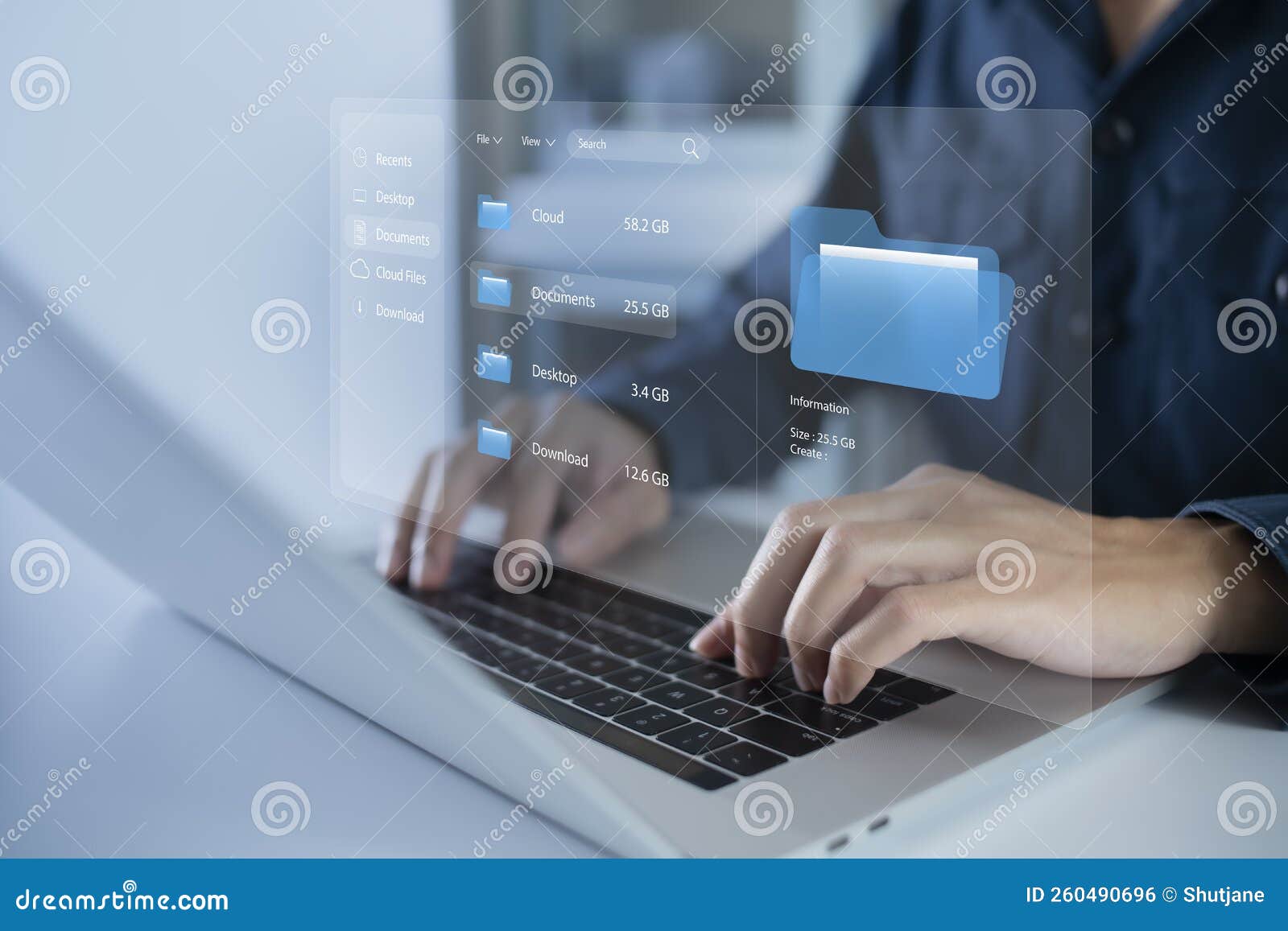 Businessman Using Laptop To DMS. Document Management System Online ...
