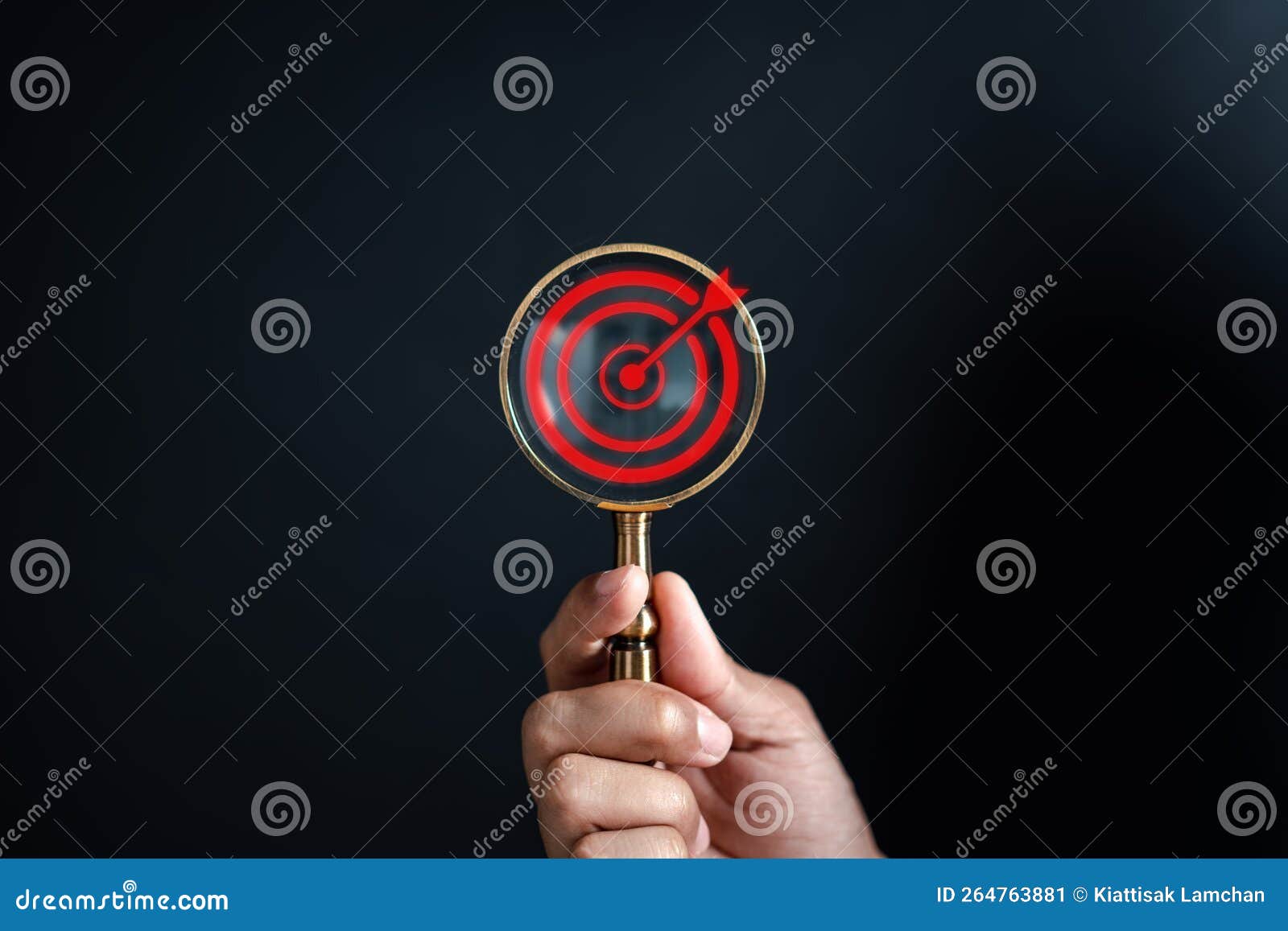 Businessman Using Magnifying Glass Focus To Target Icon Which for ...