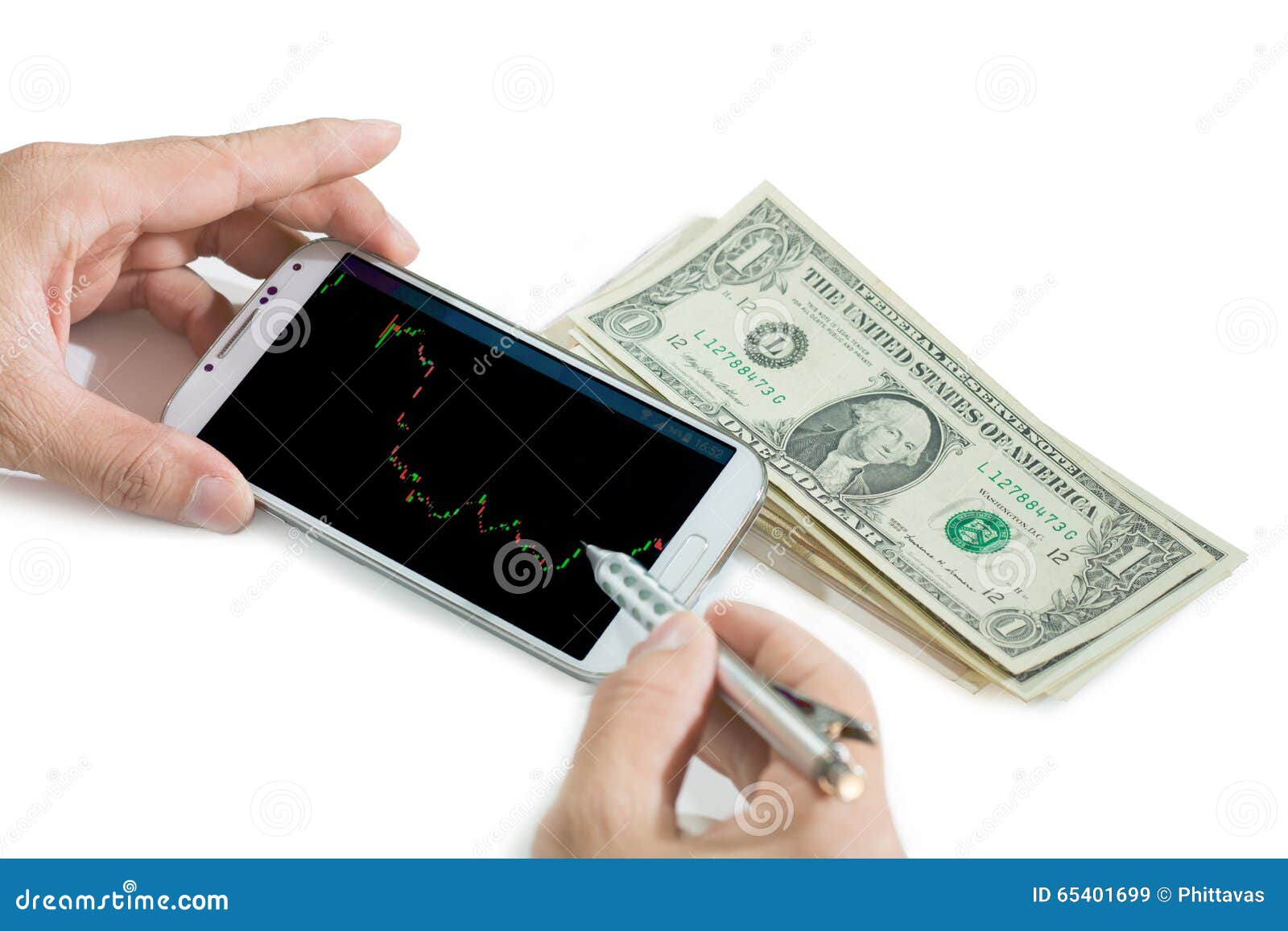 Businessman Using a Mobile Device To Check Stocks before Deciding Stock ...