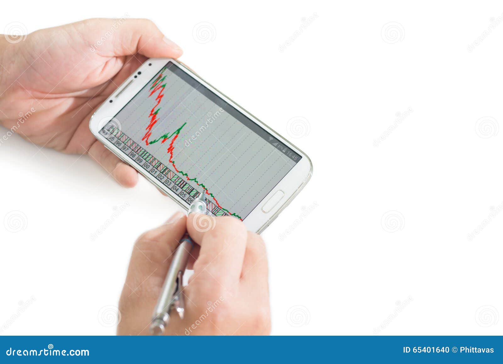 Businessman Using A Mobile Device To Check Stocks And Market Data Stock ...
