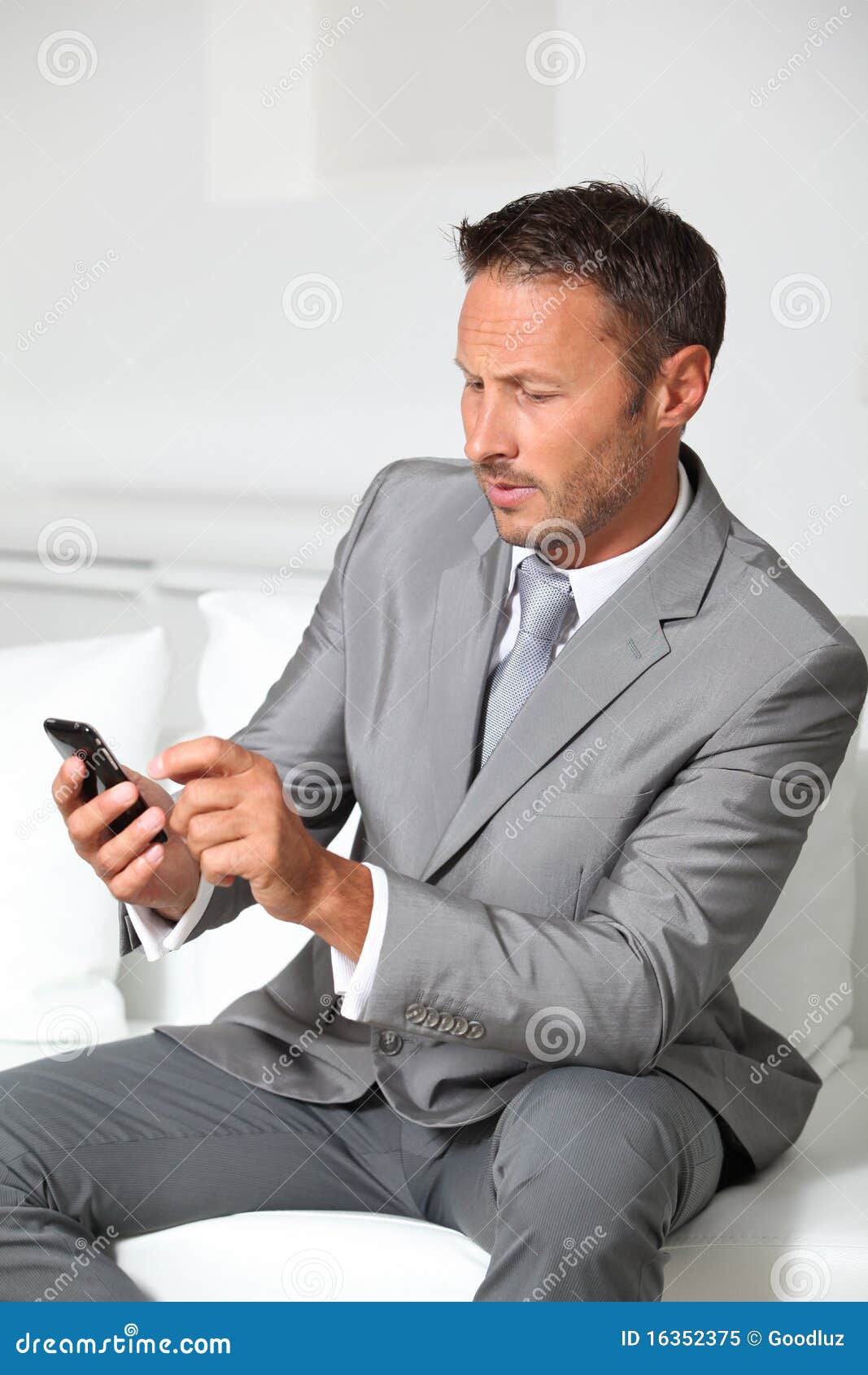 Businessman Using Mobile Phone Stock Image - Image of adult, happy ...