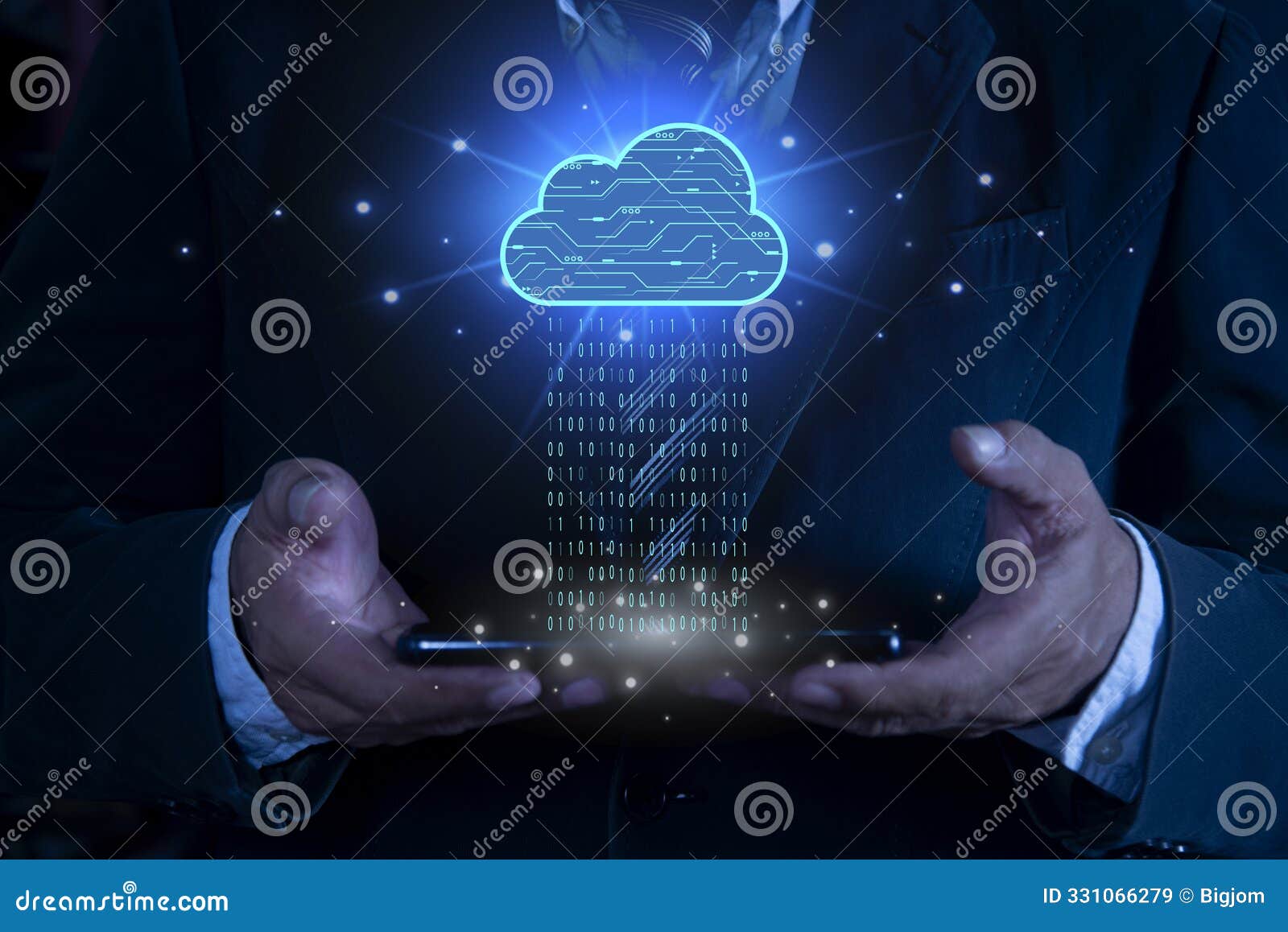 Businessman Using Mobile Phone Connect To Cloud Network. Cloud ...