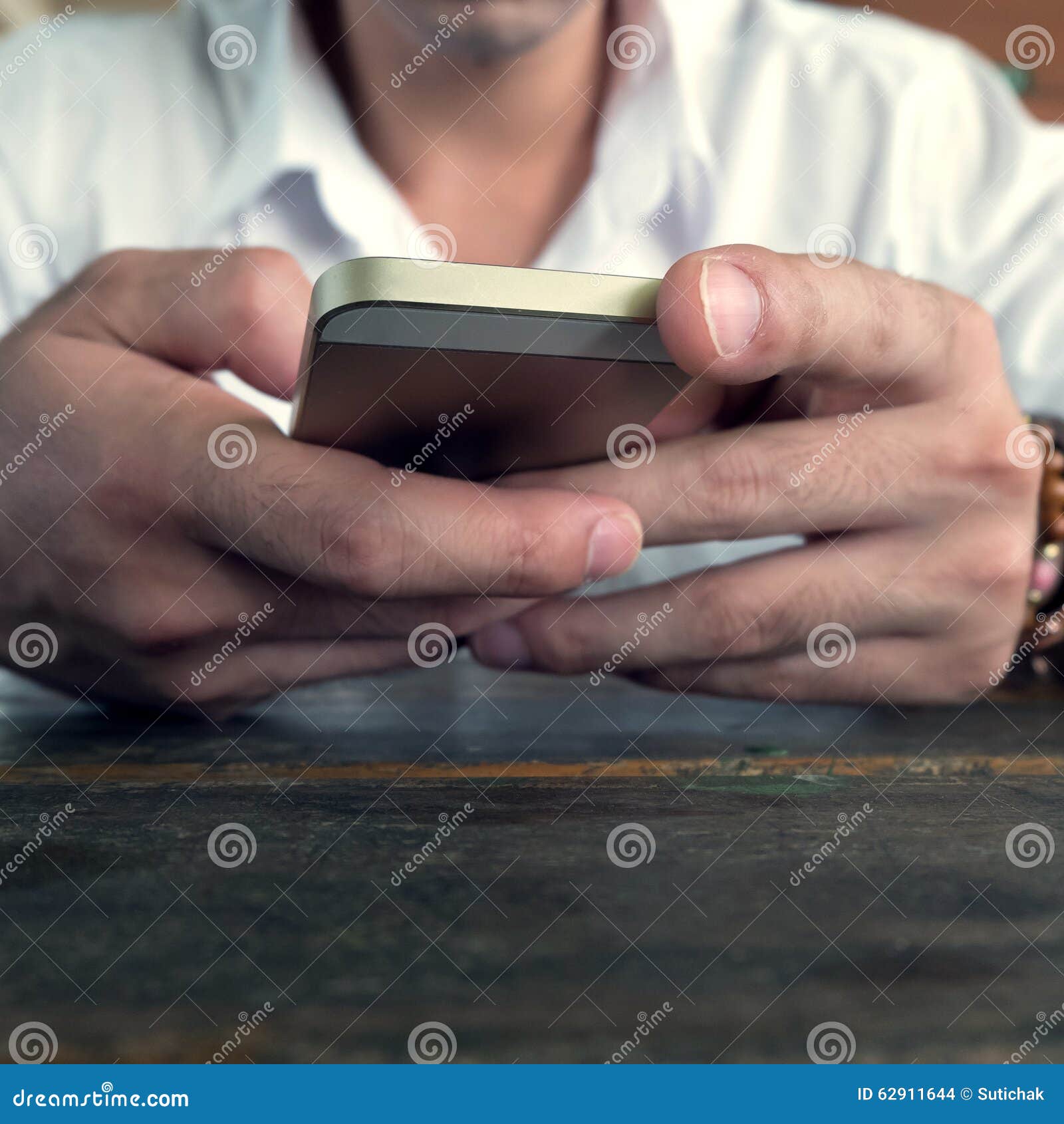 Businessman Using a Mobile Phone with Texting Message Stock Photo ...