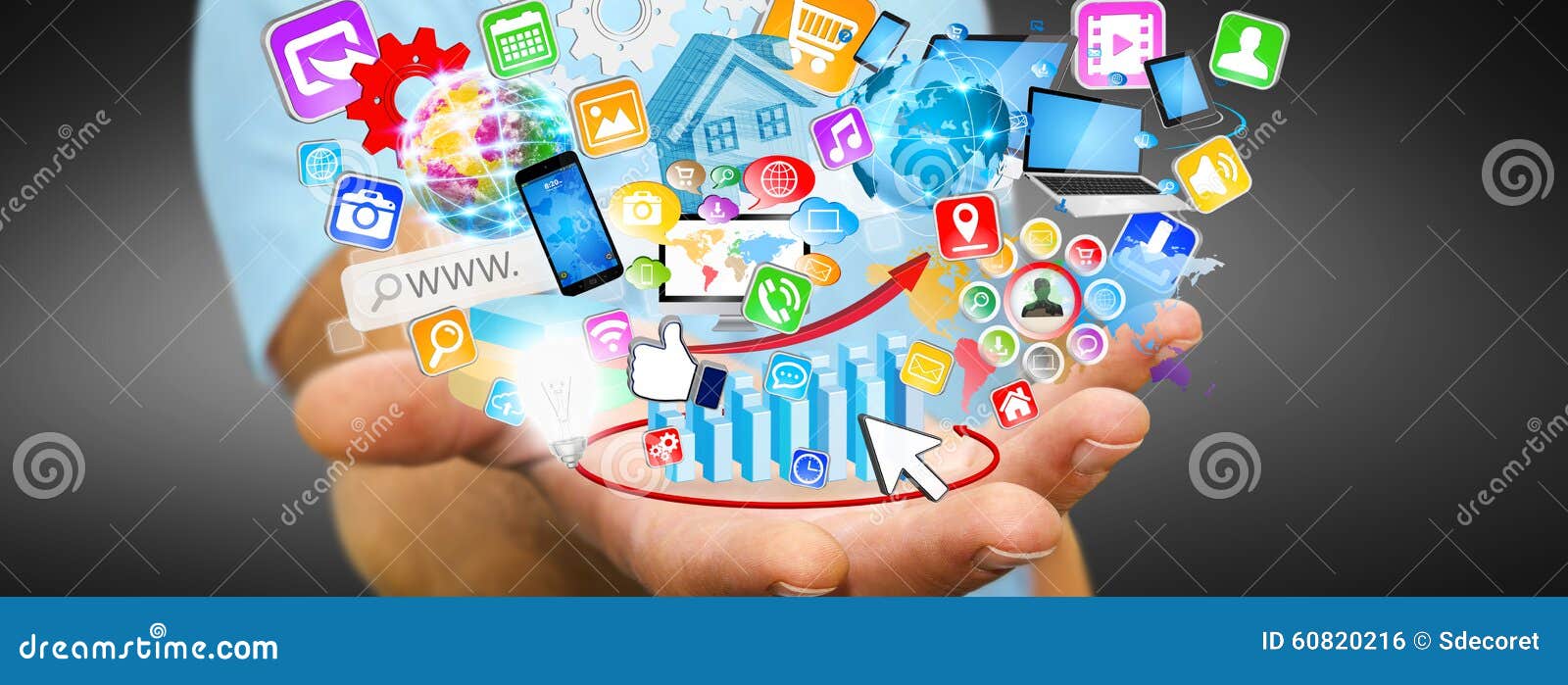 Businessman Using Modern Digital Application Stock Illustration ...