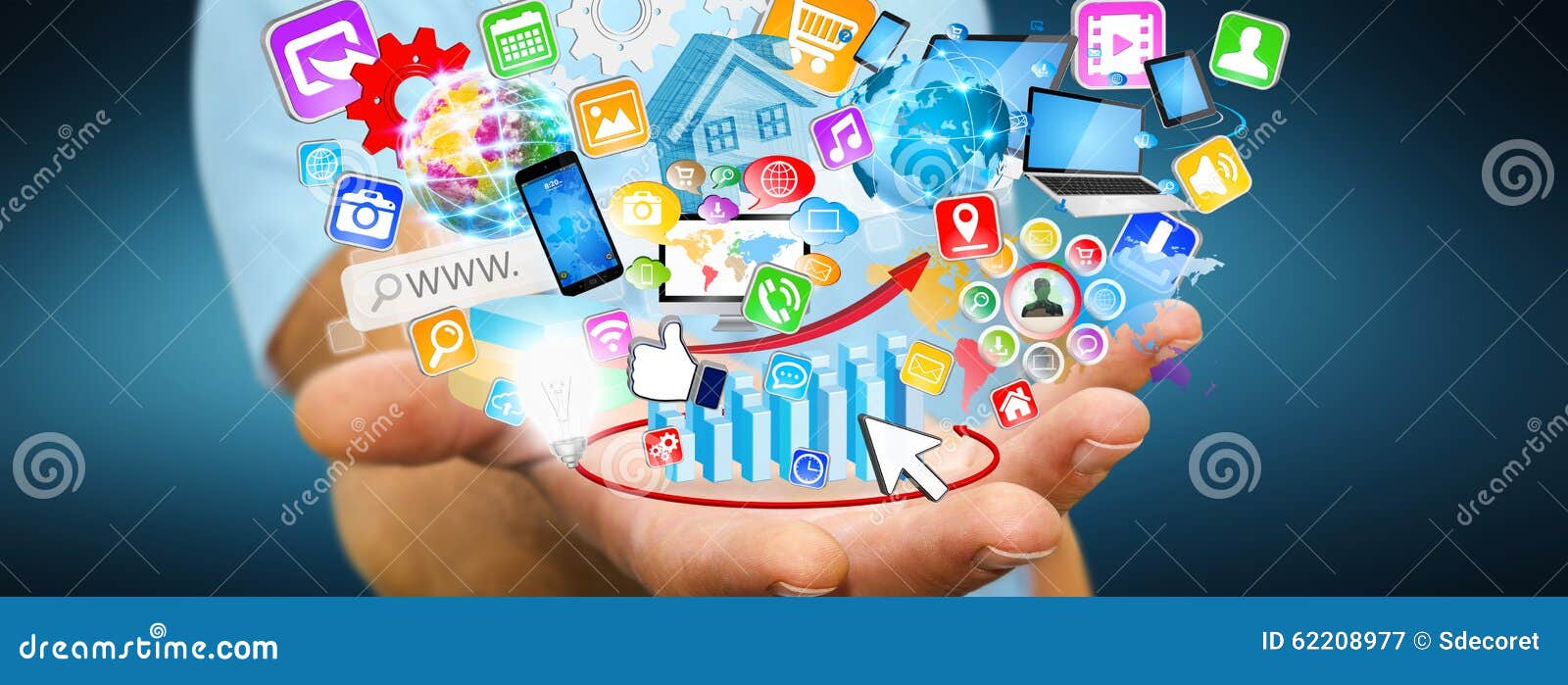 Businessman Using Modern Digital Application Stock Illustration ...