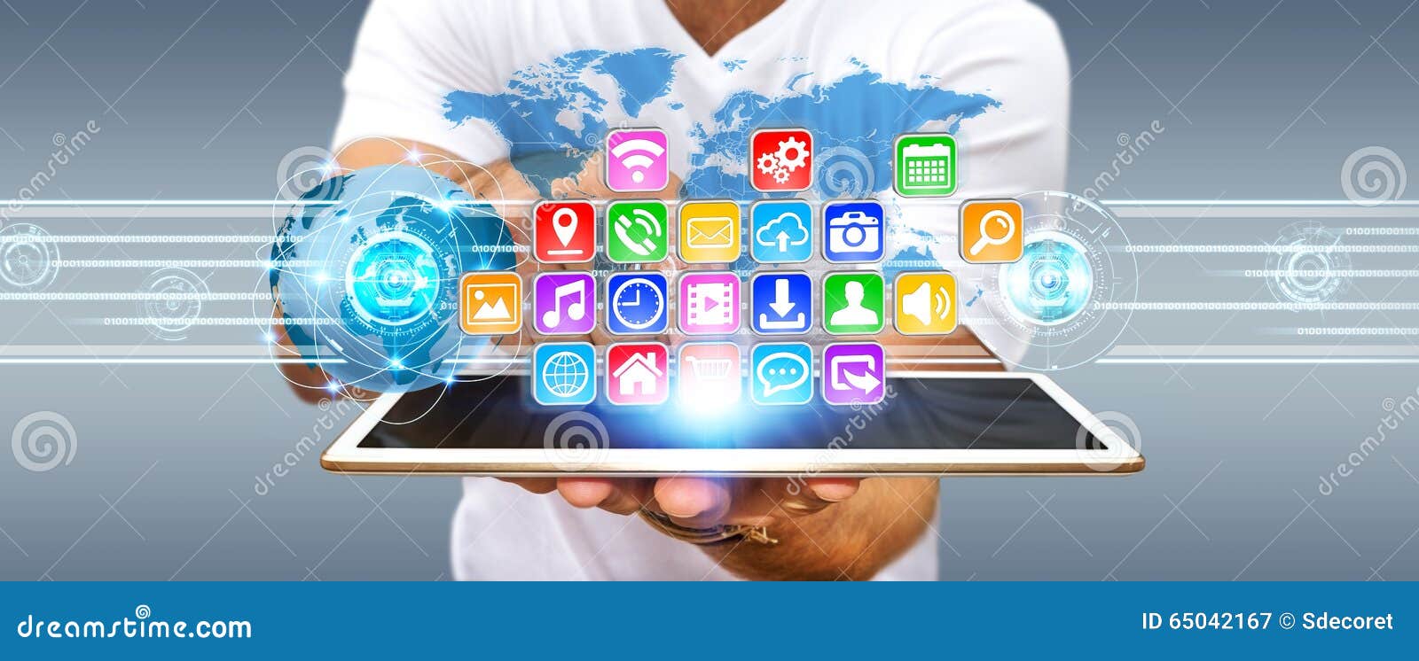 Businessman Using Modern Digital Applications Stock Illustration ...