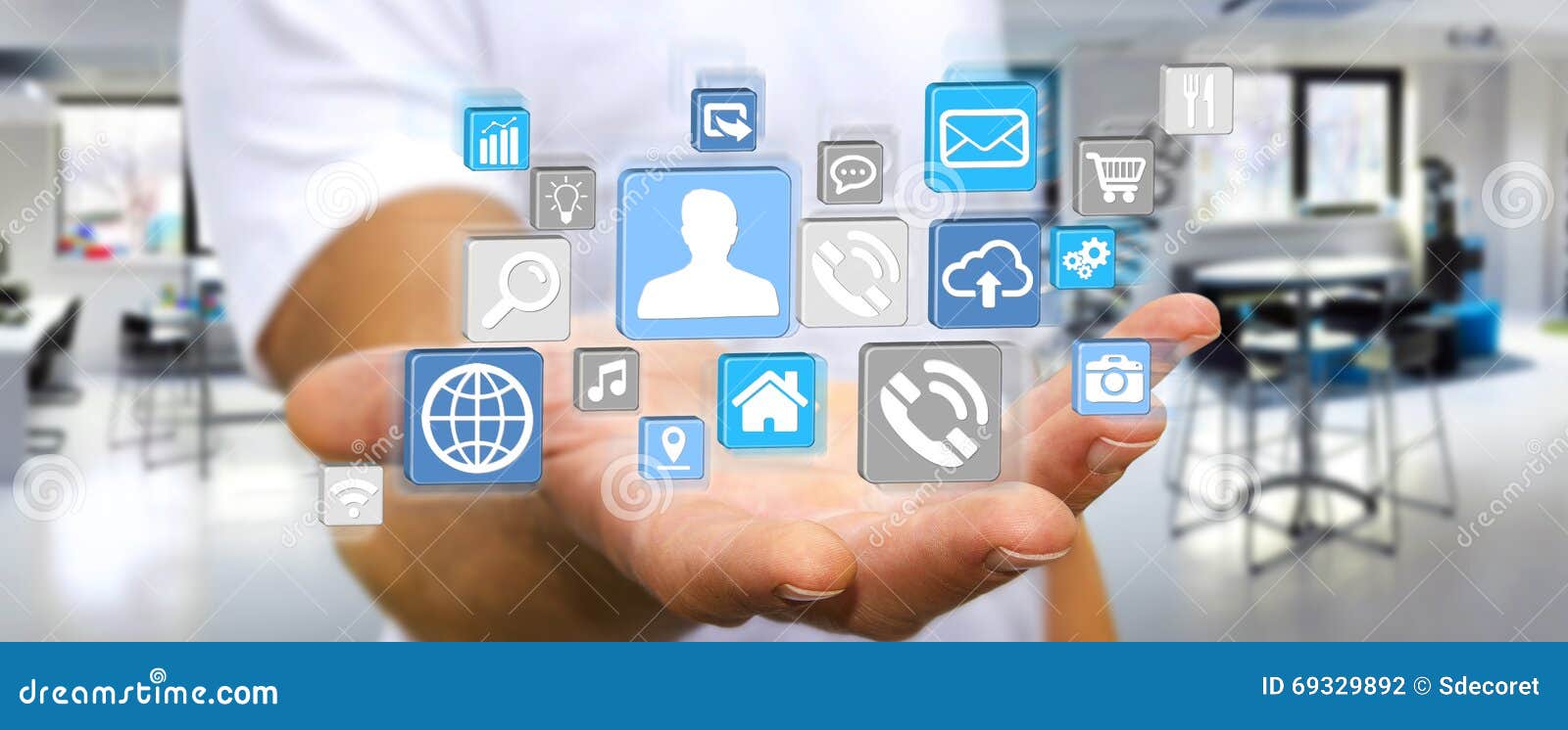 Businessman Using Modern Digital Icon Application Stock Illustration ...