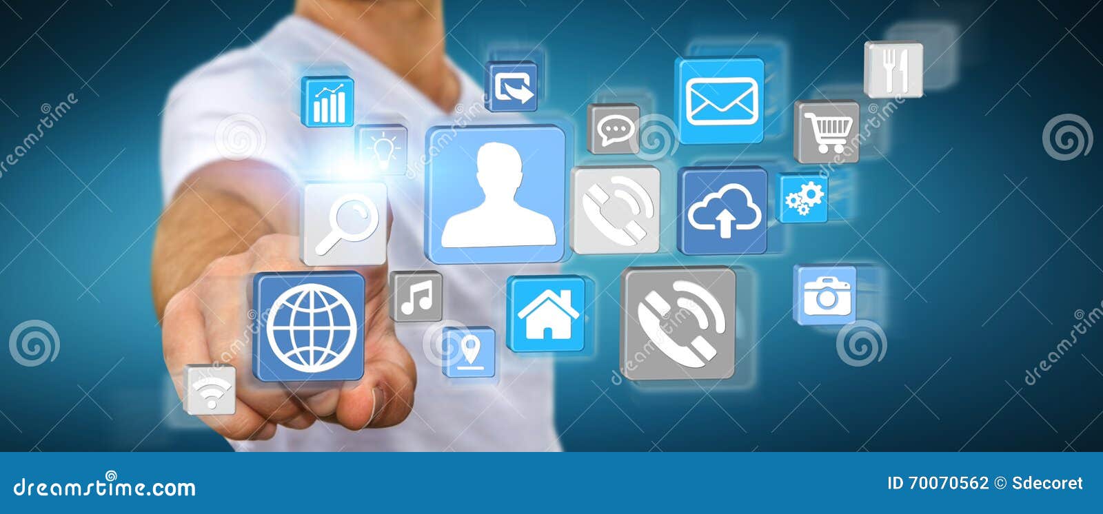 Businessman Using Modern Digital Icon Application Stock Illustration ...