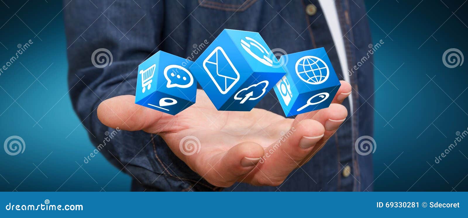 Businessman Using Modern Digital Icon Application Stock Illustration ...