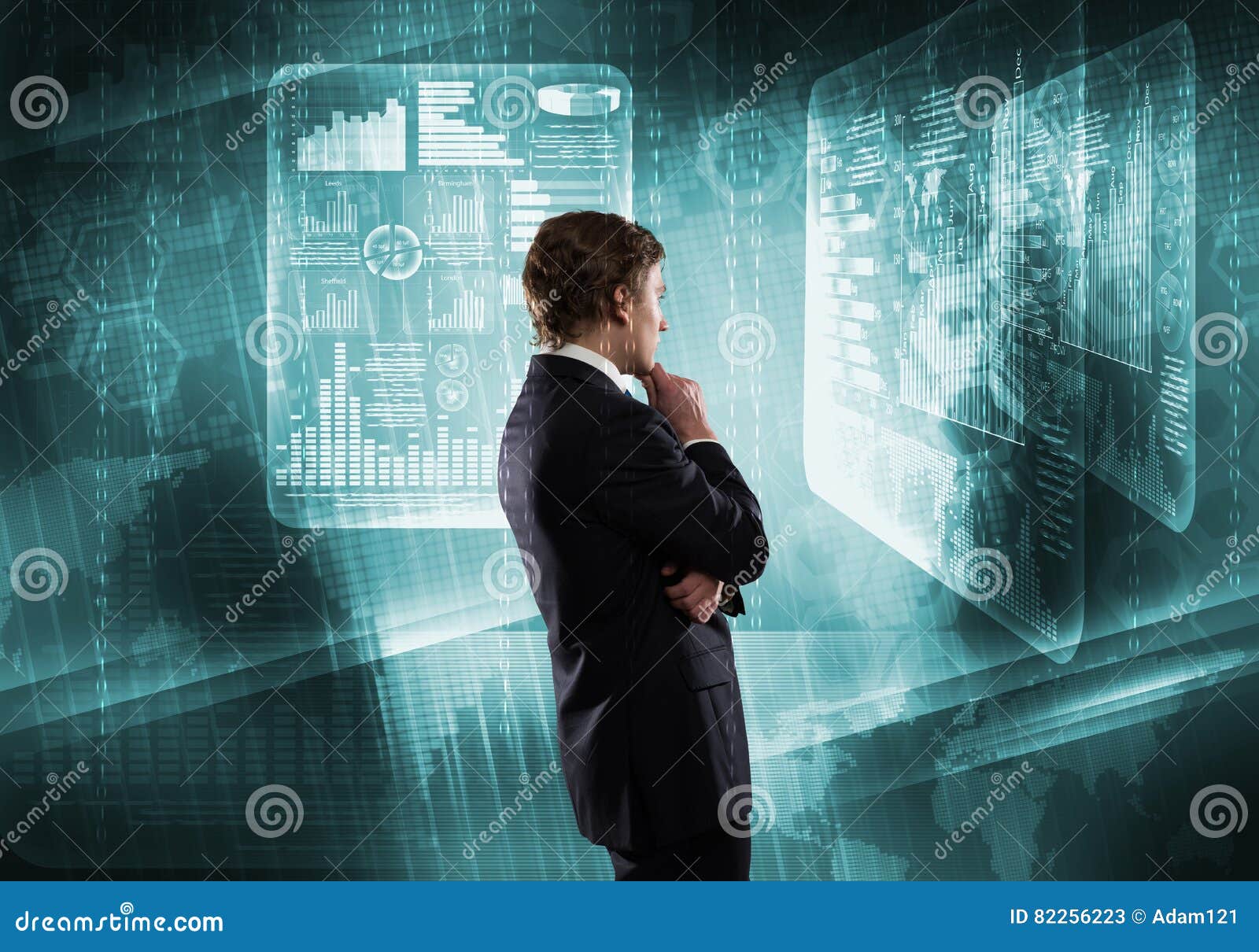 Businessman Using Modern Technologies Stock Image - Image of computer ...