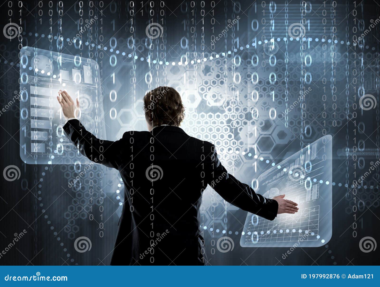 Businessman Using Modern Technologies Stock Illustration - Illustration ...