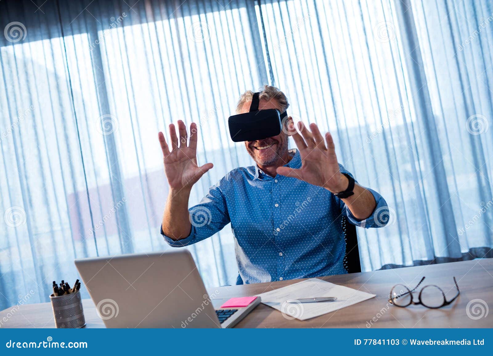 Businessman Using an Oculus Stock Image - Image of cheerful, dressed ...