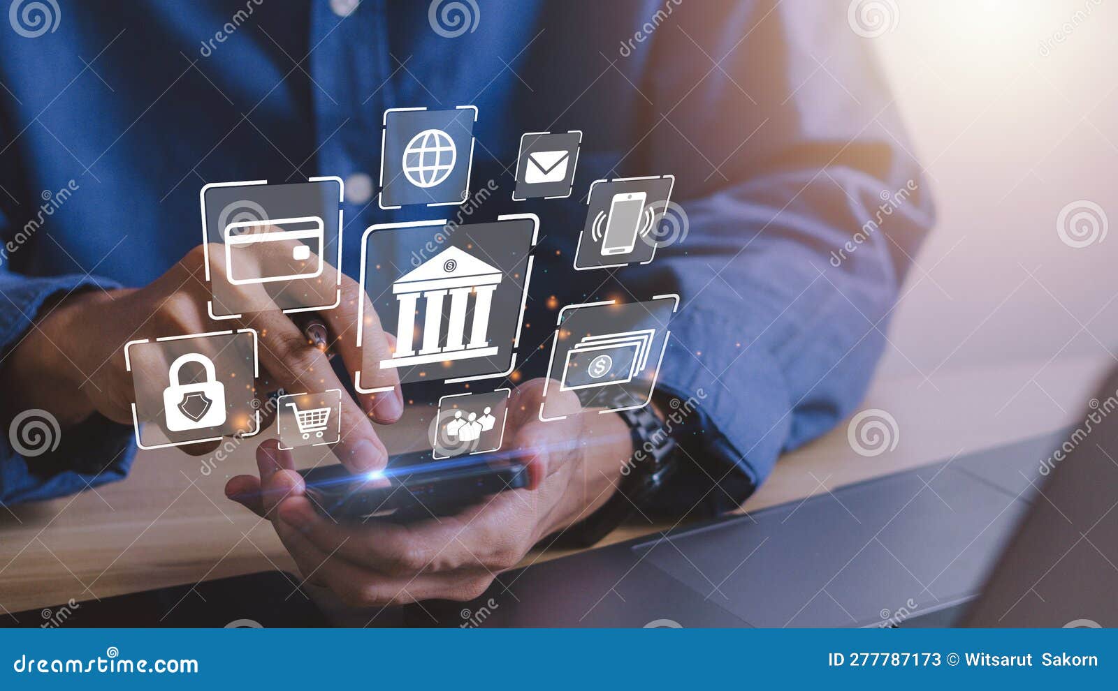 Businessman Using Online Banking .Mobile Banking.Technology E-commerce ...