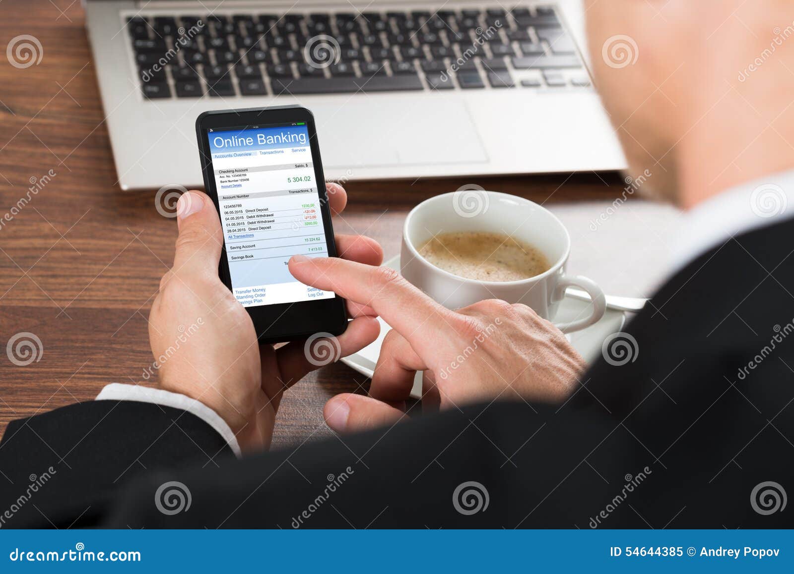Businessman Using Online Banking Service on Cellphone Stock Image ...