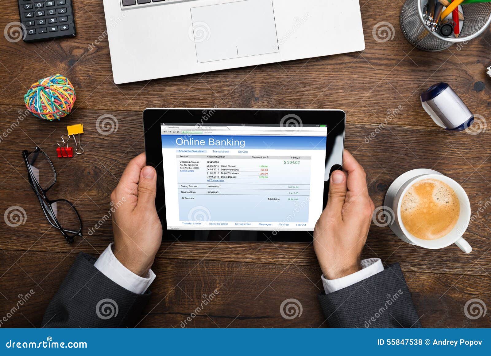 Businessman Using Online Banking Service Stock Photo - Image of indoors ...