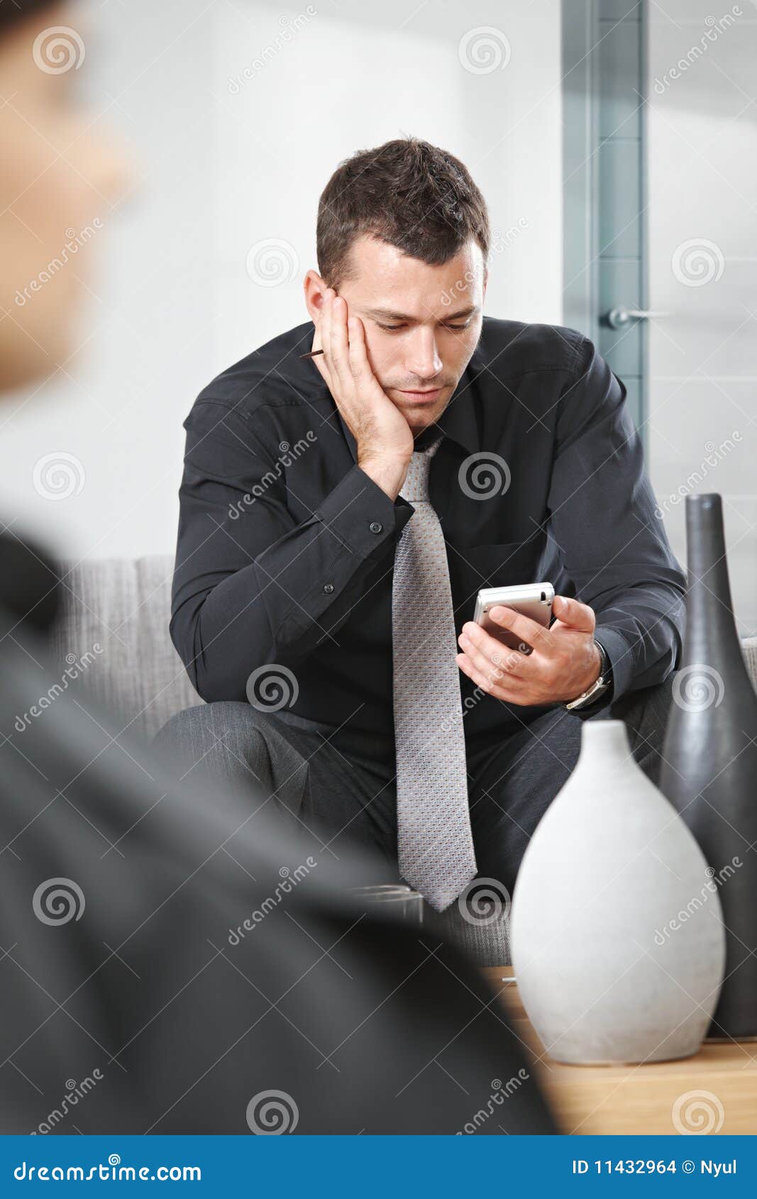 Businessman using palmtop stock photo. Image of focus - 11432964