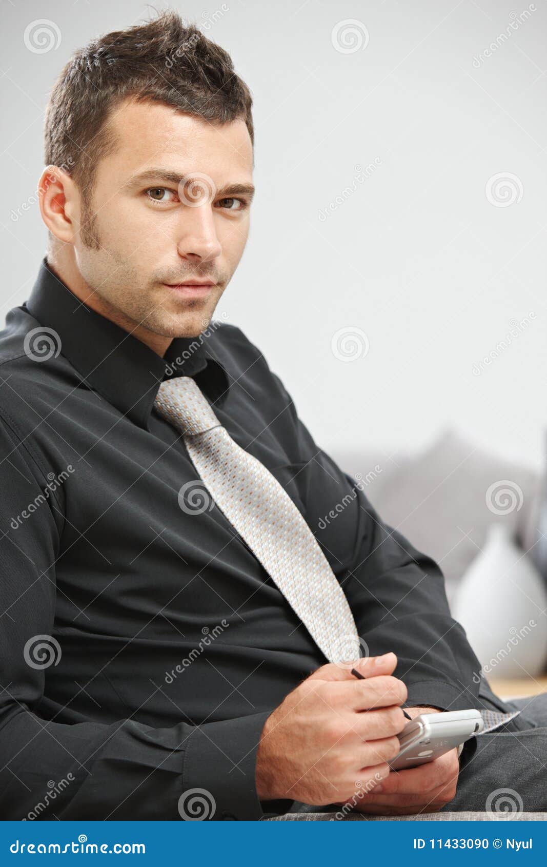 Businessman using palmtop stock photo. Image of caucasian - 11433090