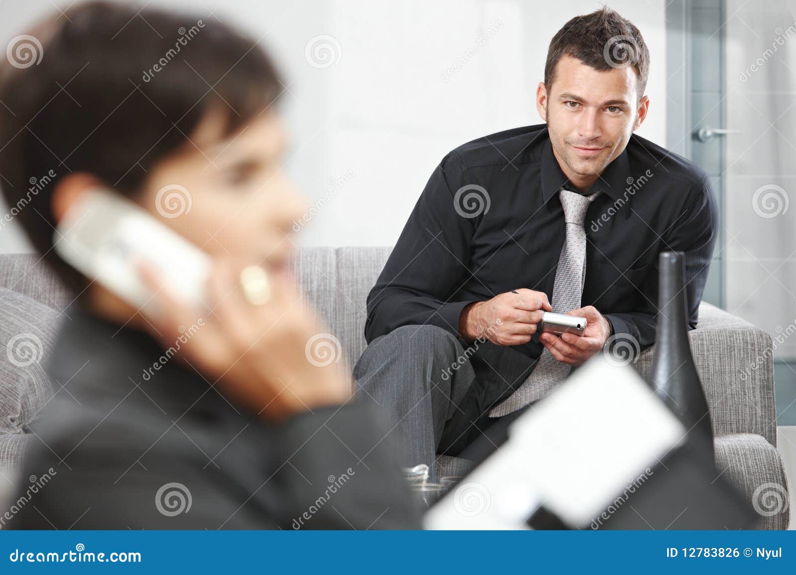 Businessman using palmtop stock photo. Image of face - 12783826