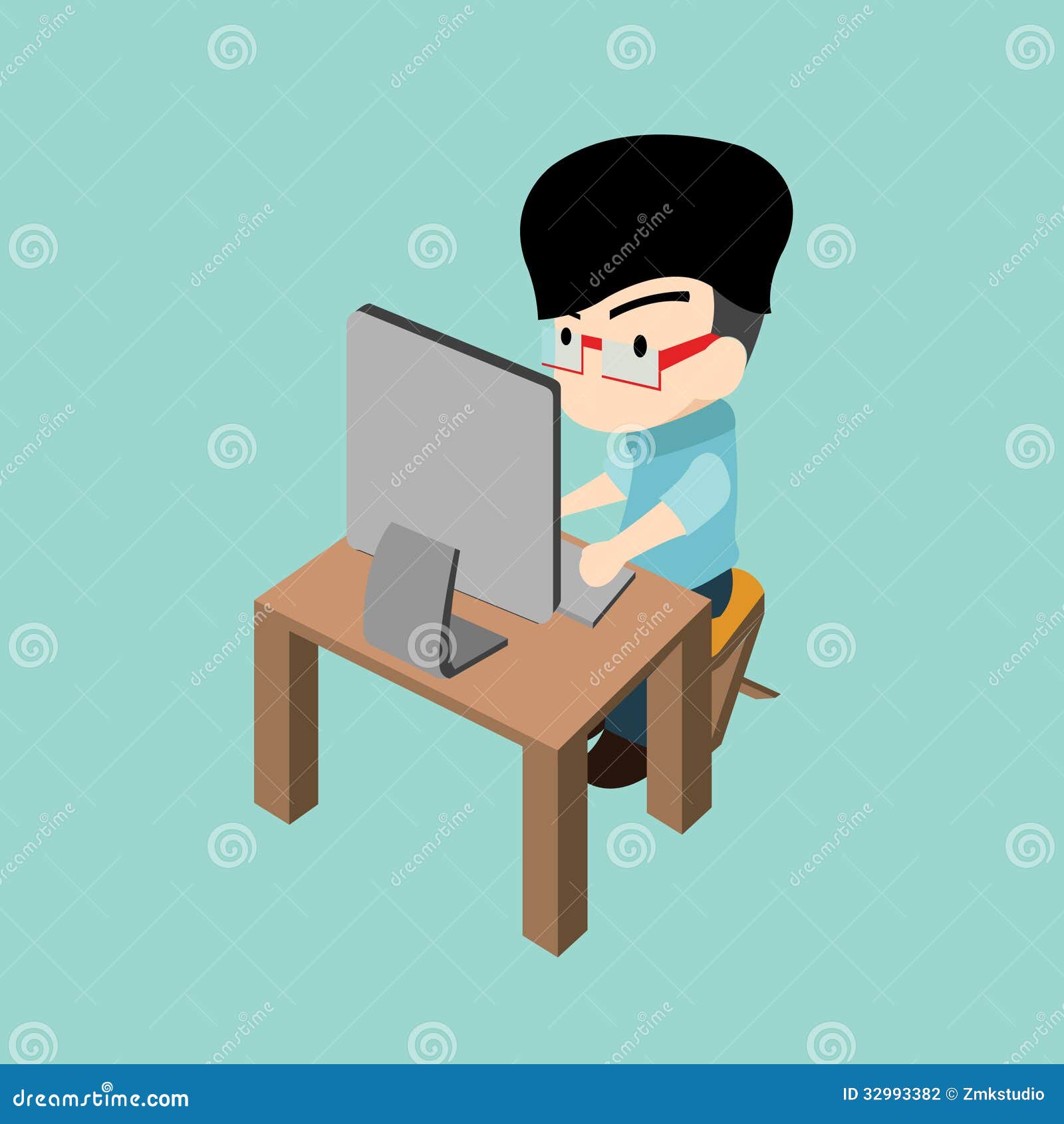Businessman Using Pc Computer for Work Stock Vector - Illustration of ...