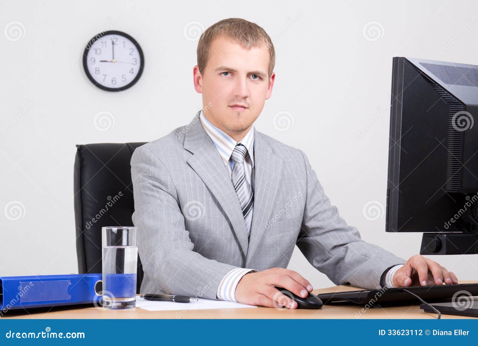 Businessman Using Personal Computer in Office Stock Photo - Image of ...