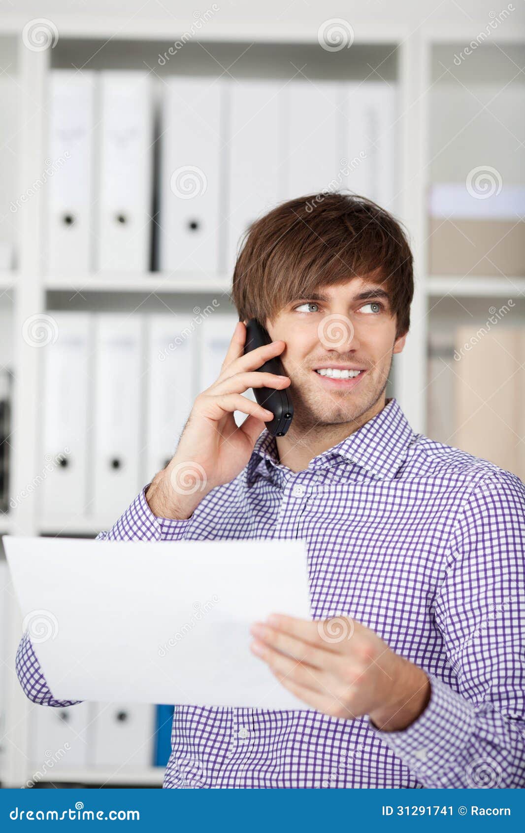 Businessman Using Phone in Office Stock Image - Image of people ...