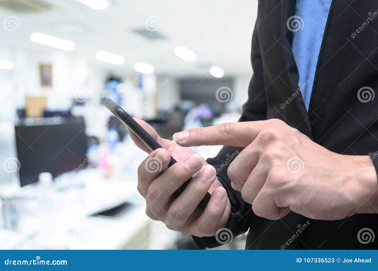 Businessman Using Phone in the Work Office. Stock Image - Image of ...