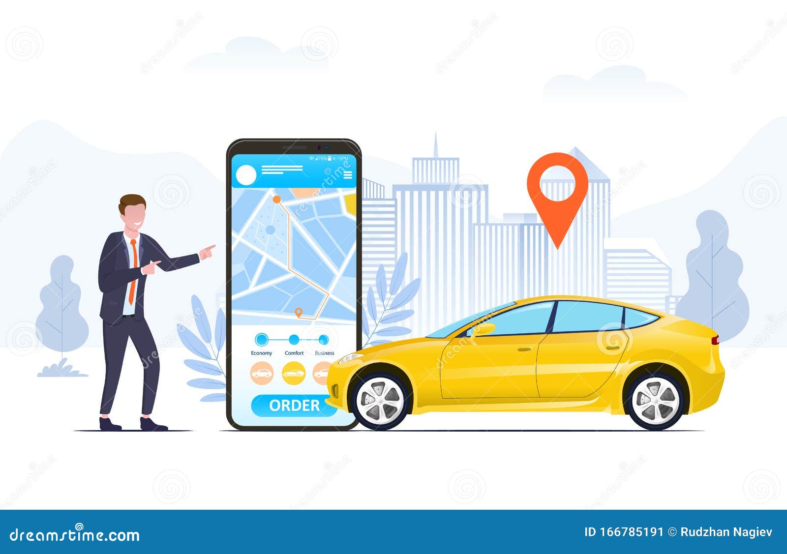 Businessman Using a Ride Hailing App To Order Stock Vector ... Businessman Using a Ride Hailing App To Order Stock Vector ...