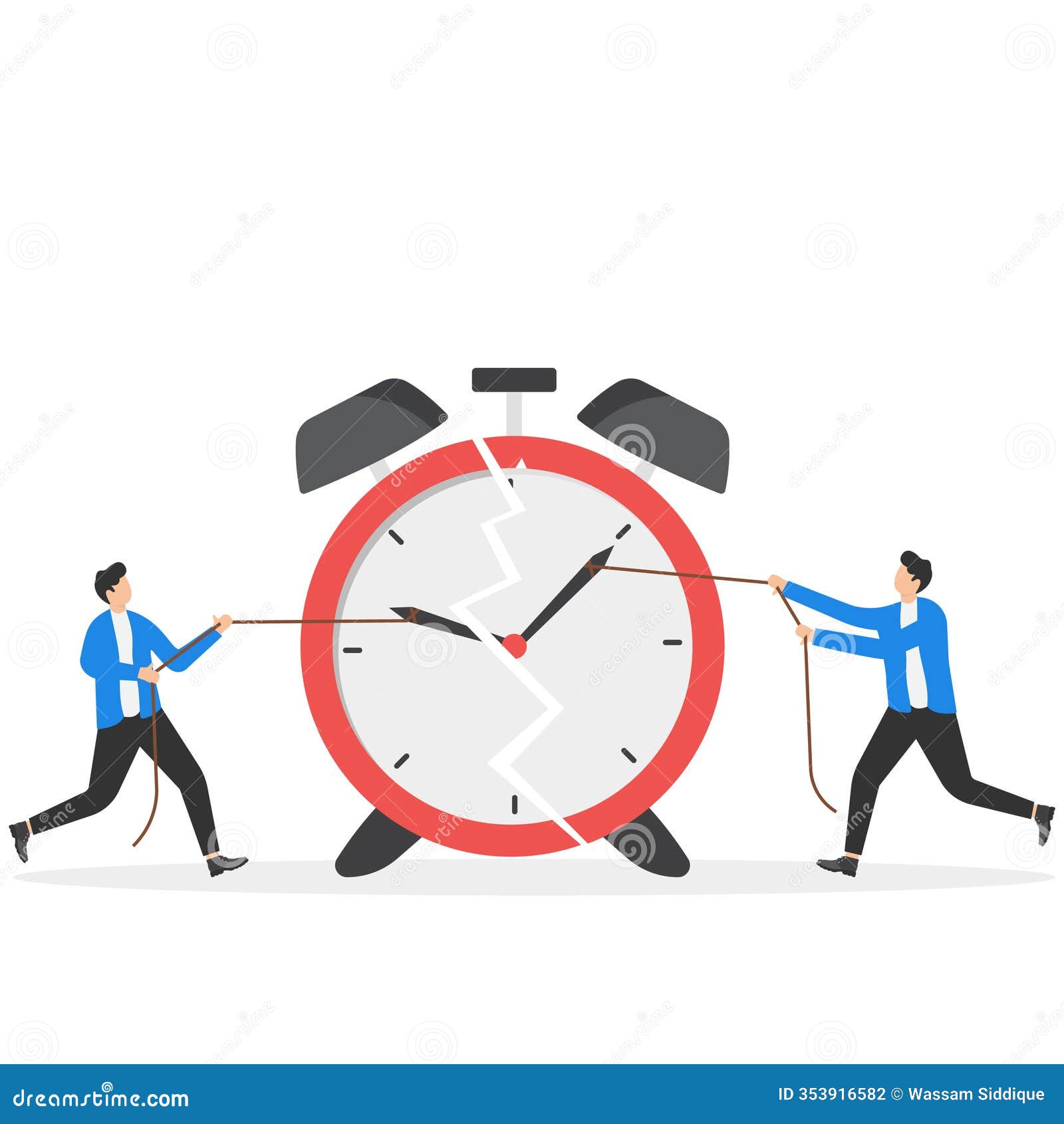 Businessman Using Rope To Pull Minute and Hour Hand To Break the Clock ...