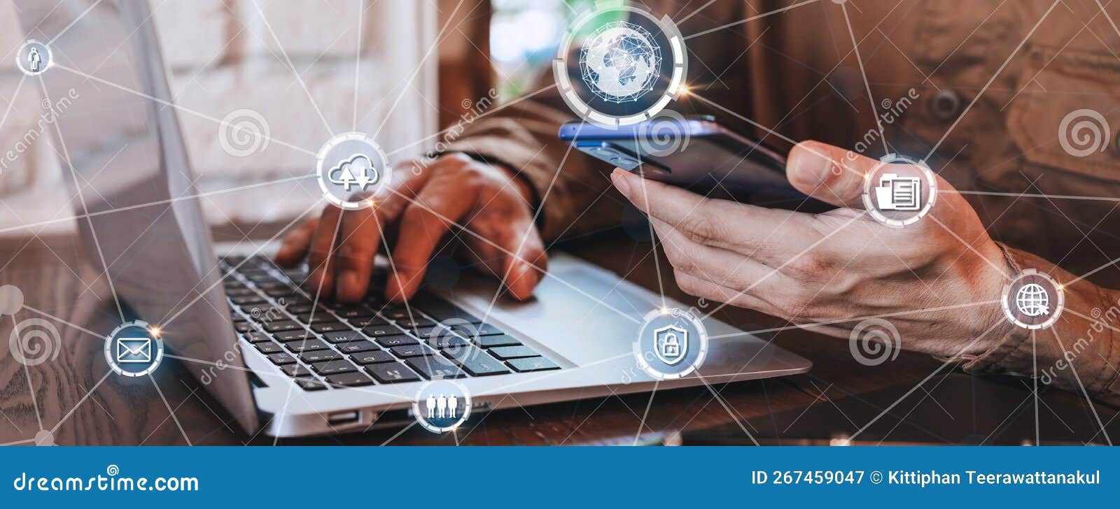 Businessman Using Smart Devices for Digital Technology Connection and ...