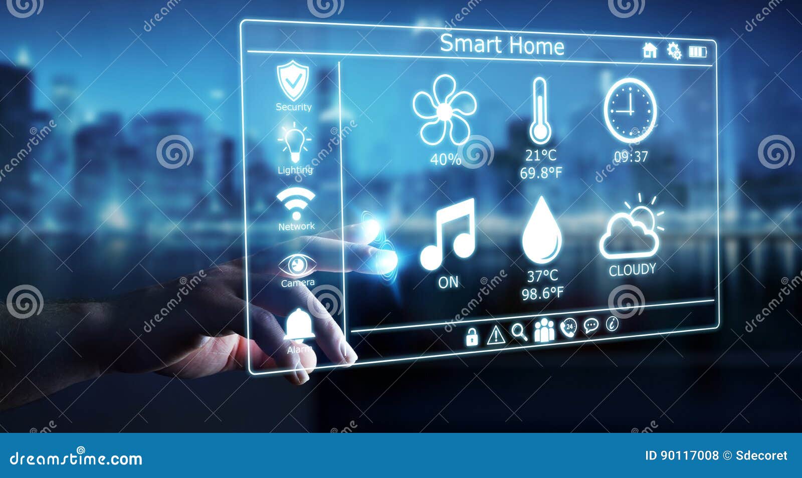 Businessman Using Smart Home Digital Interface 3D Rendering Stock ...