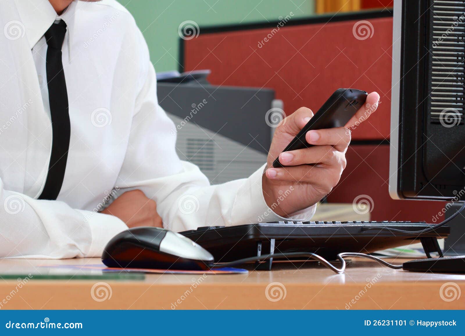 Businessman Using Smart Phone during Working Stock Image - Image of ...