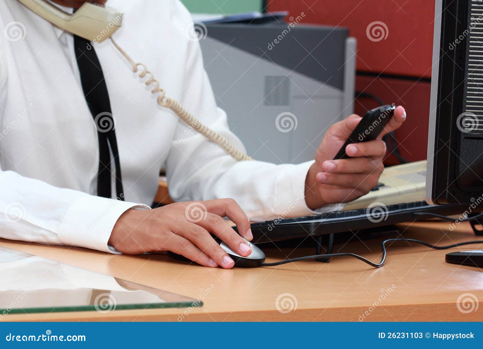 Businessman Using Smart Phone during Working Stock Image - Image of ...