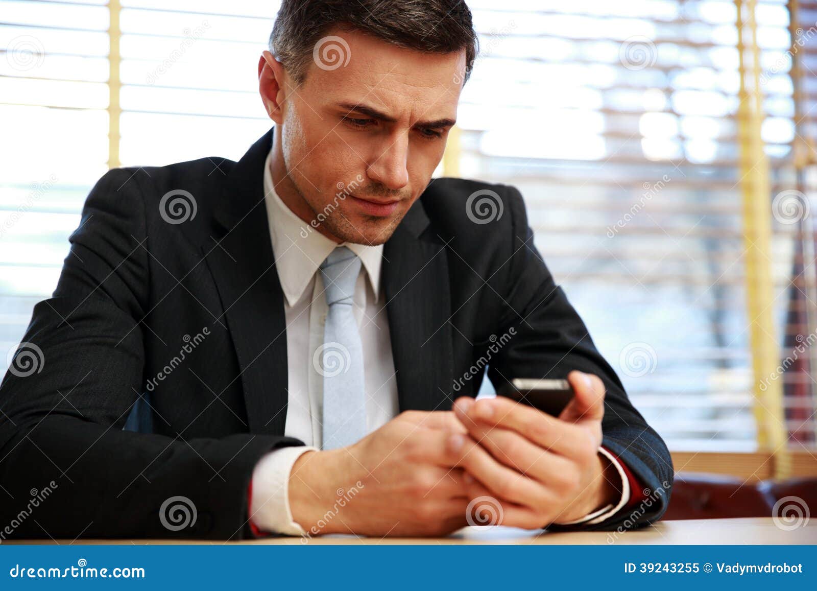 Businessman Using Smartphone at Office Stock Image - Image of sofa ...