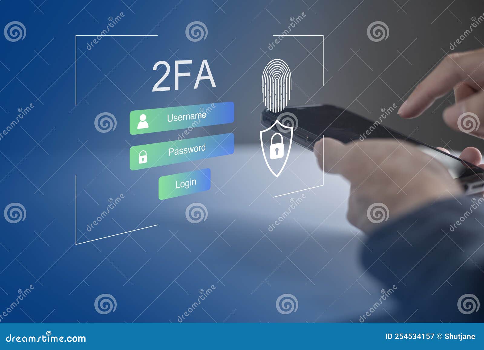 Businessman Using Smartphone To Fingerprint Scan For Two Factor