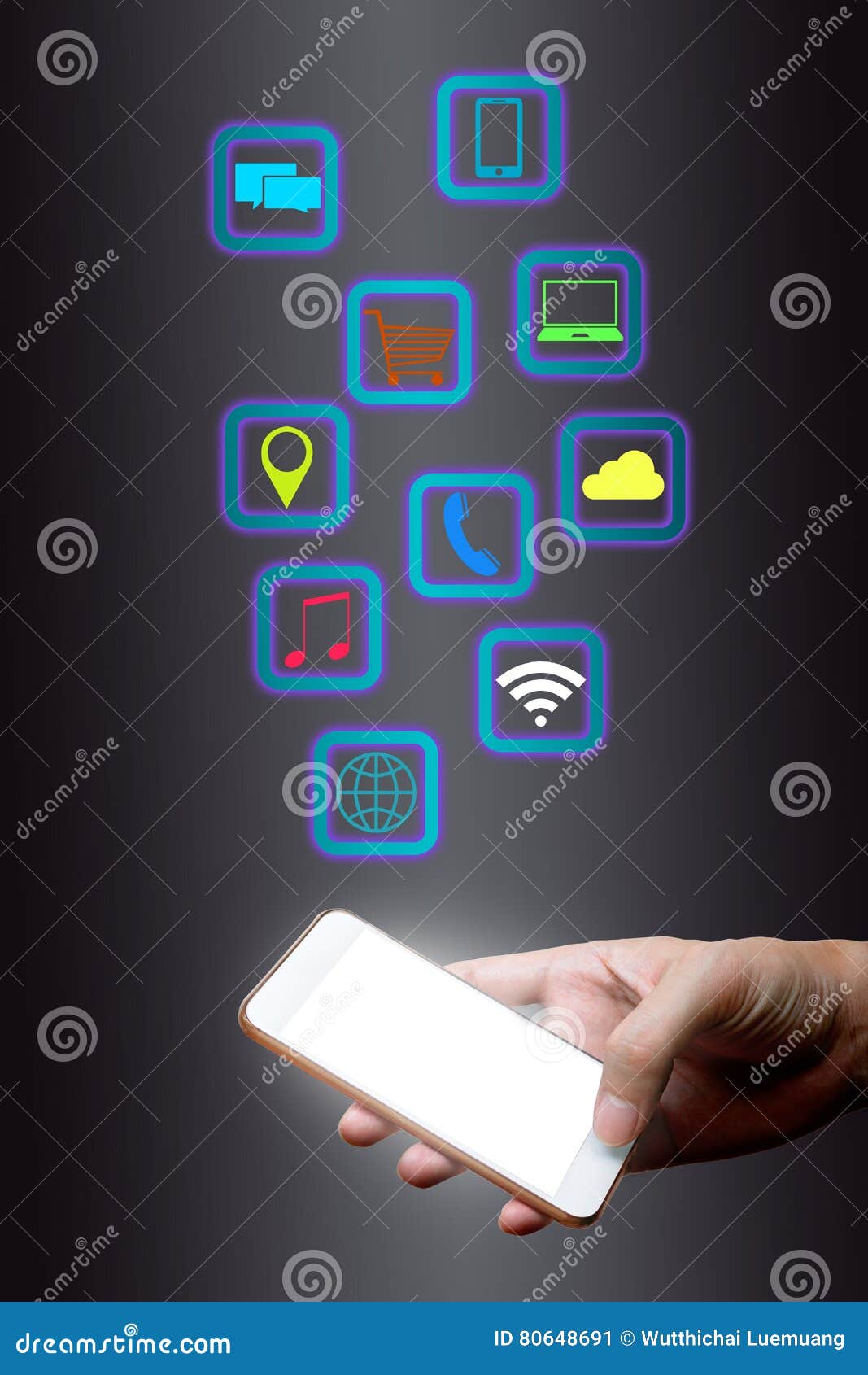 Businessman Using Smartphone with Wireless, Social Network Concept ...