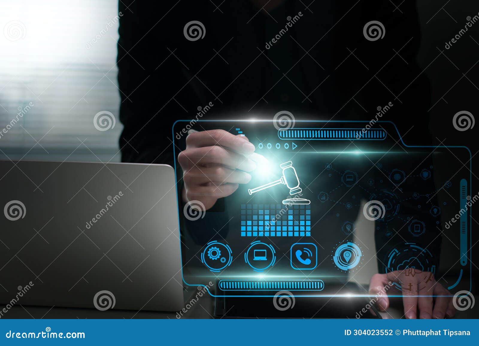 Businessman Using Tablet and Computer Online Bidding Using Artificial ...