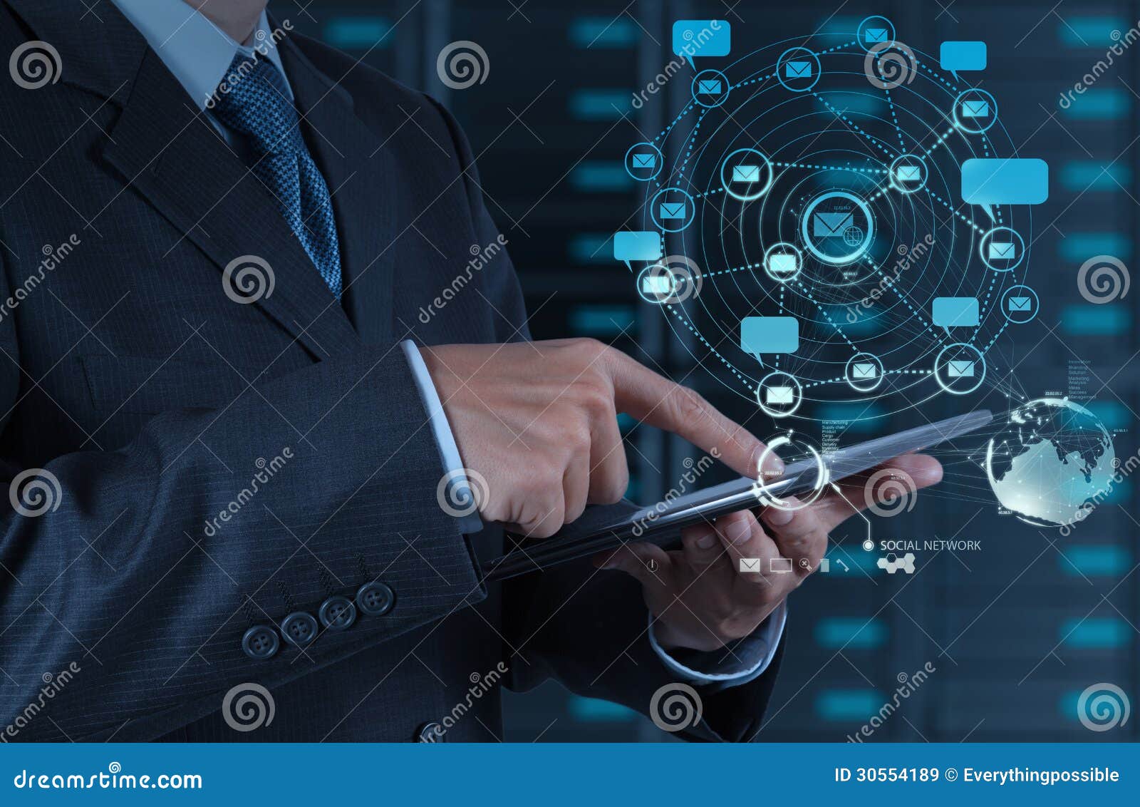 Businessman Using Tablet Computer Shows Internet a Stock Image - Image ...